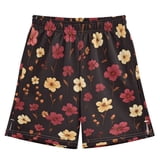 BZSMCE Adjustable Drawstring Casual Shorts With Yellow Red Flower ...