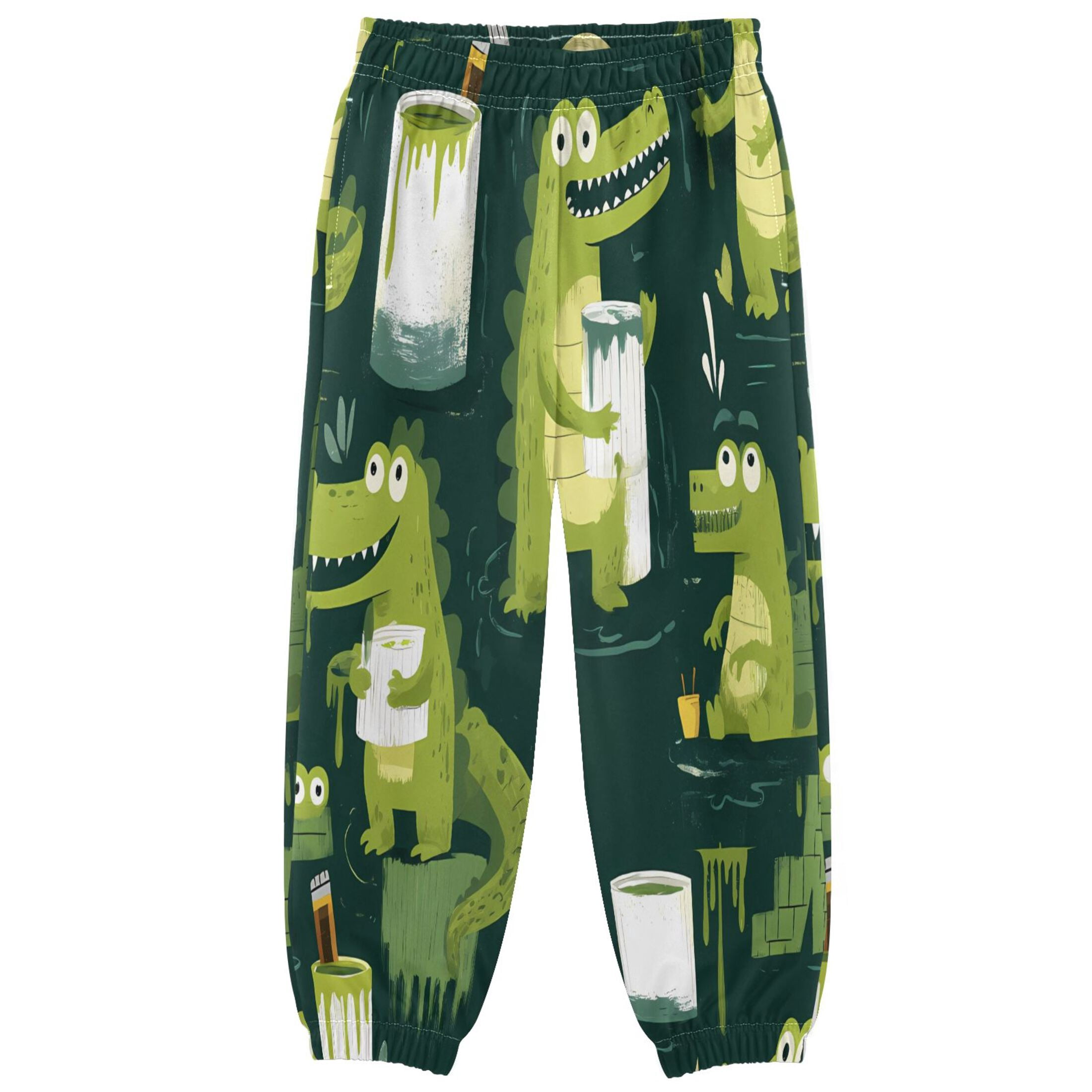 BZSMCE Alligator Paint Bucket Pattern Print Elastic Waist Jogger Pants ...