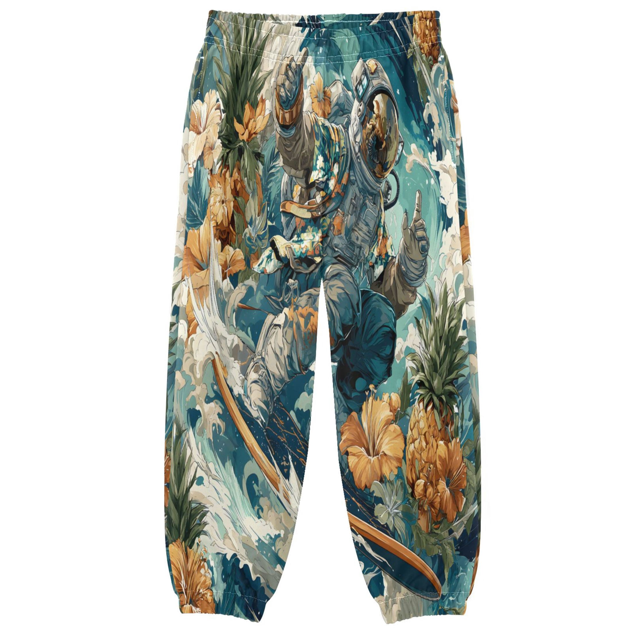 BZSMCE Astronaut Seawave Pineapple Print Elastic Waist Jogger Pants ...