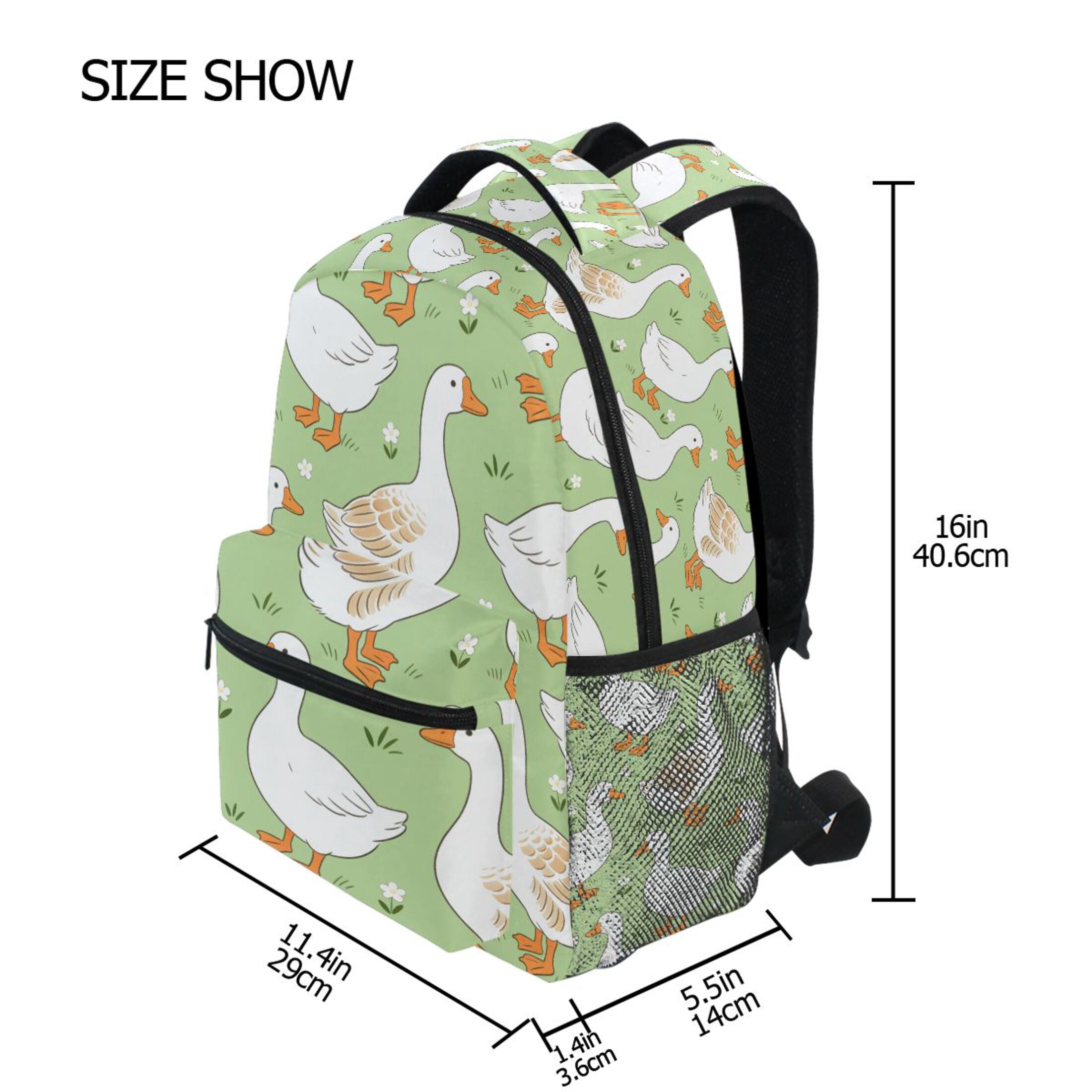 BZSMCE Backpack Schoolbag 15L/18L 2-SIZE Goose Duck Flower Pattern ...