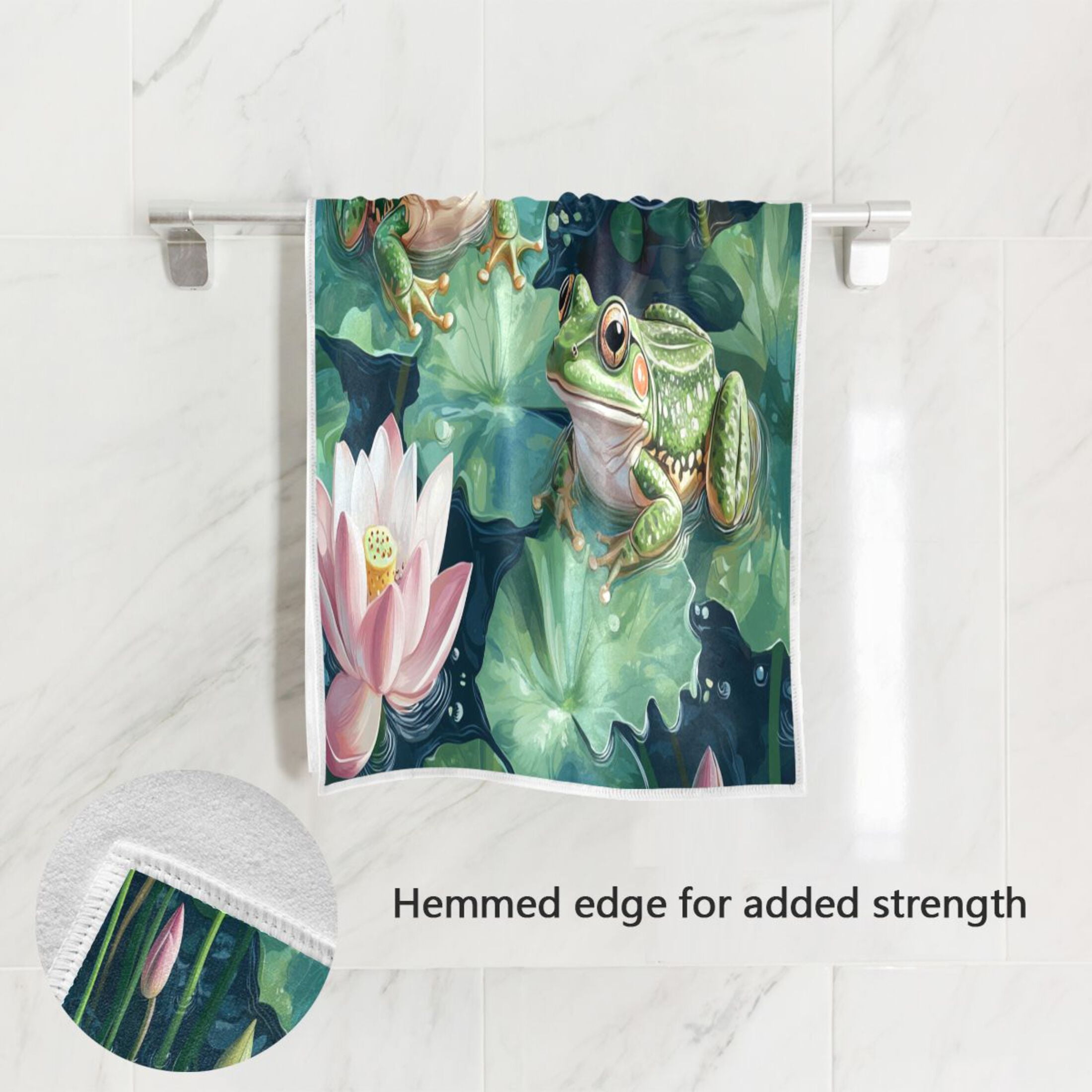 BZSMCE Bath Towel 30 X 15 in Soft Towel Frogs Sitting on Lotu Design ...