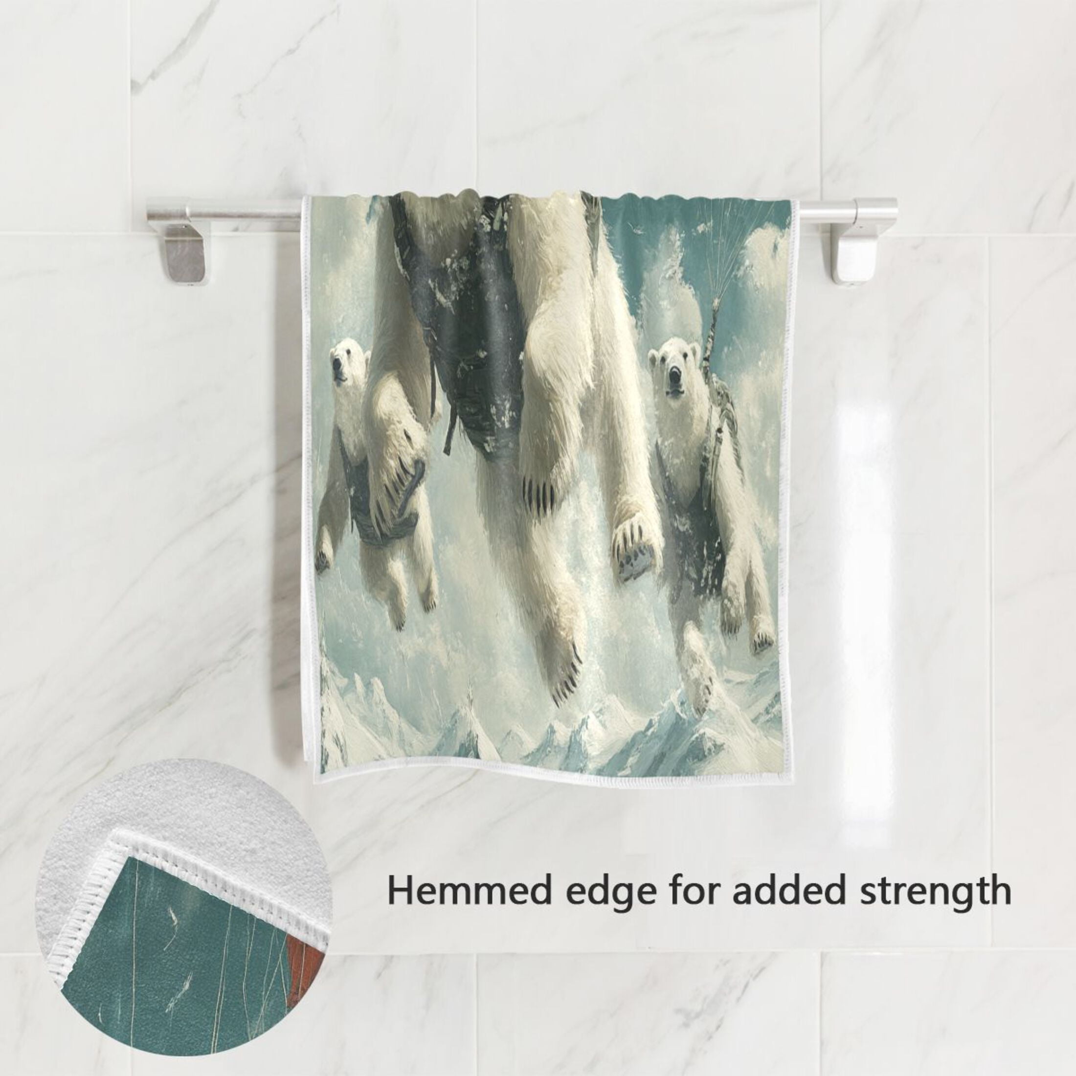 BZSMCE Bath Towel 30 X 15 in Soft Towel Polar Bears Fly with Parachutes ...