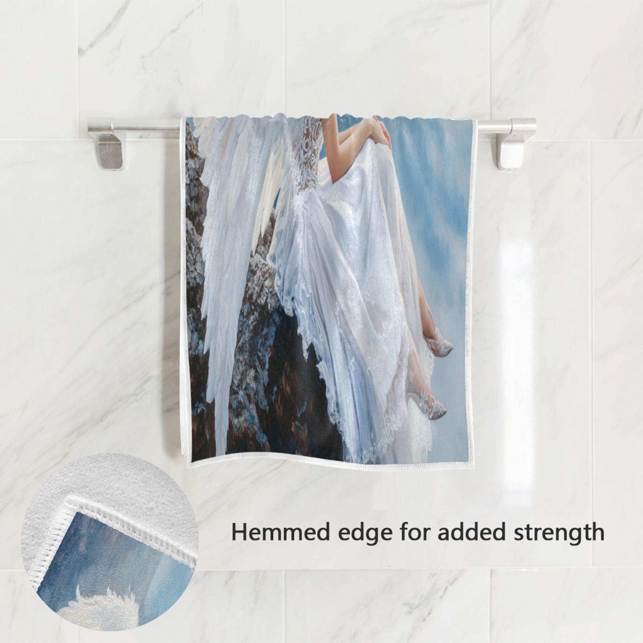 BZSMCE Bath Towel 30 X 15 in Soft Towel White Angel Design Pattern ...