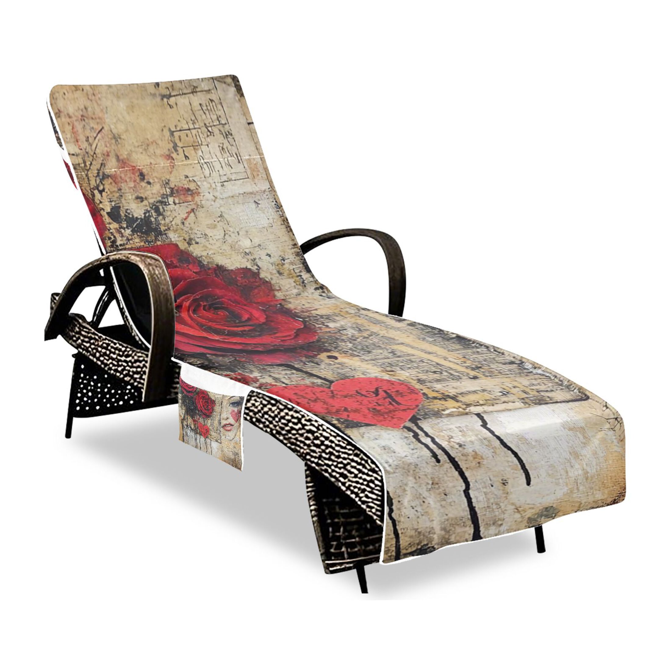BZSMCE Beach Chair Cover Chair towel With Creatively Facade with Roses ...