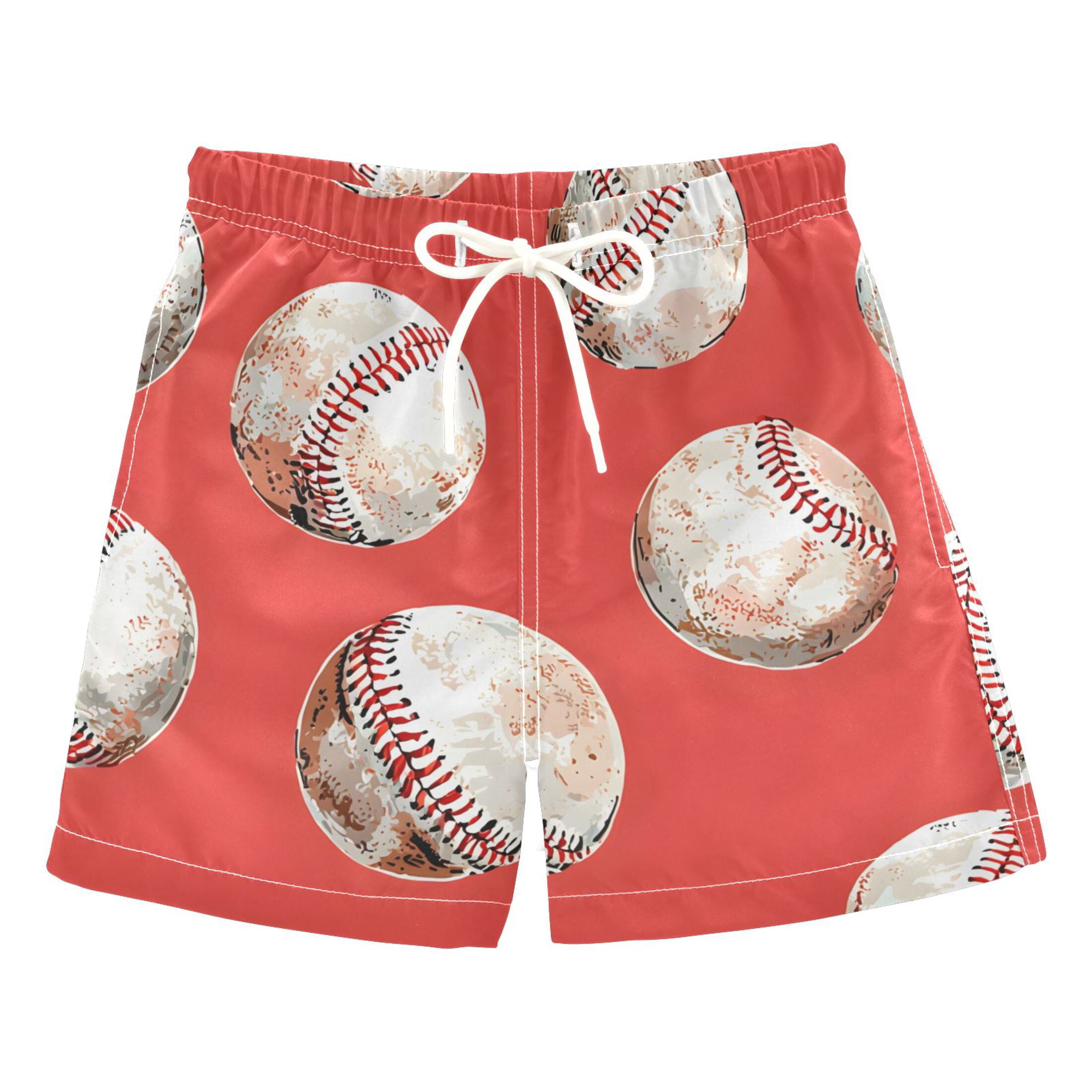 BZSMCE Beach Shorts Trunks Quick Dry Short Baseball Tile Red Pattern Of ...