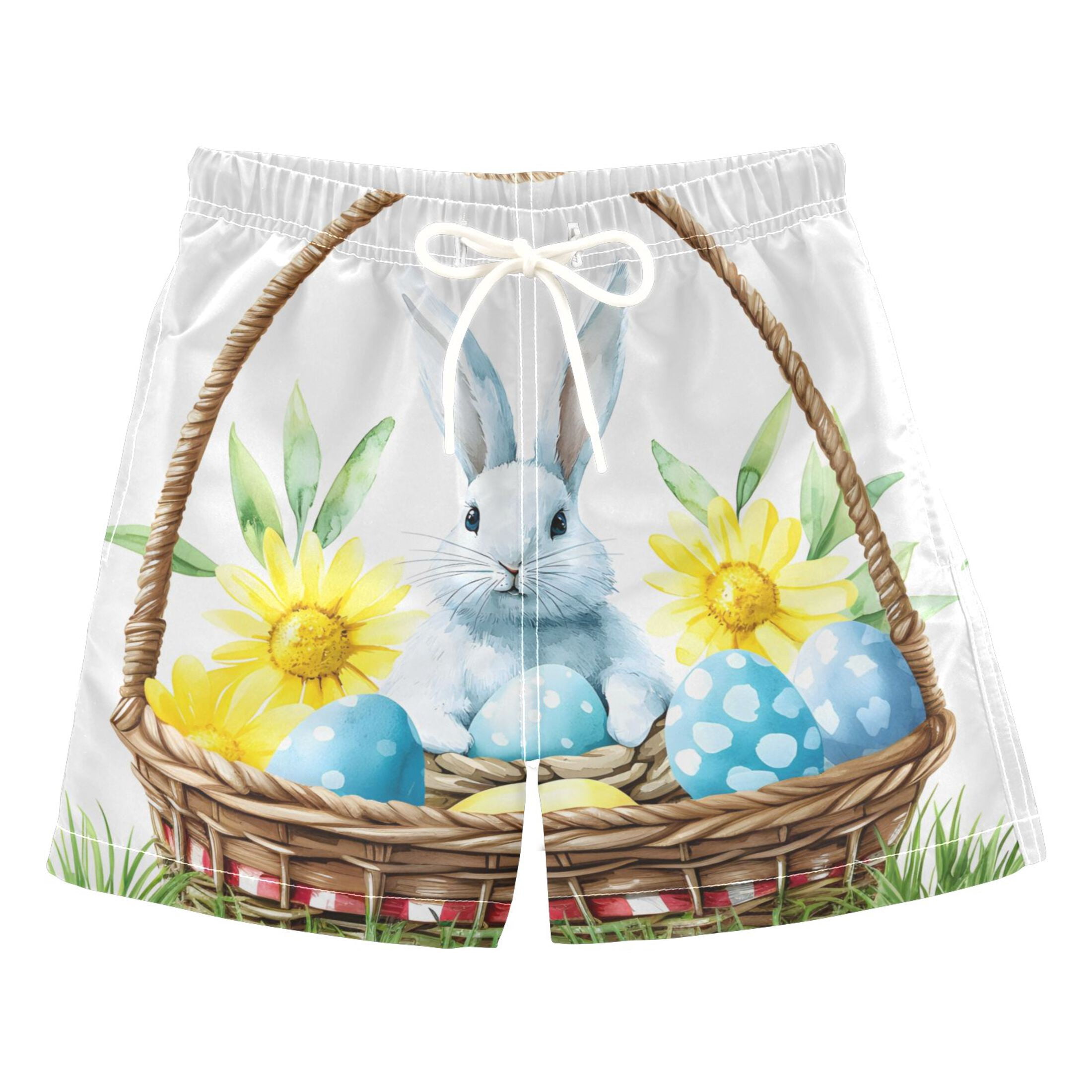 BZSMCE Beach Shorts Trunks Quick Dry Short Bunny Egg Flower Pattern Of ...