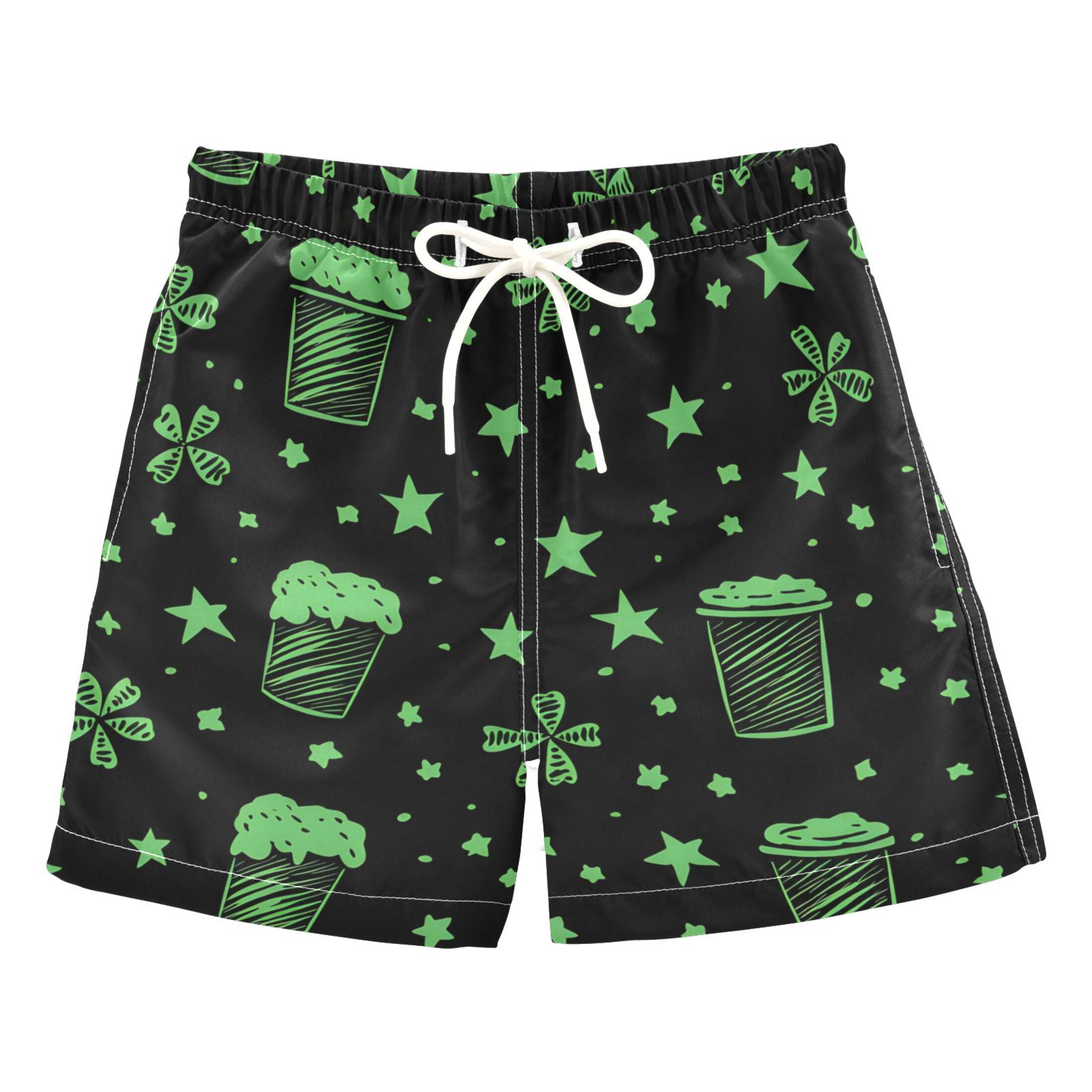 BZSMCE Beach Shorts Trunks Quick Dry Short Clover Green Tile Beer ...