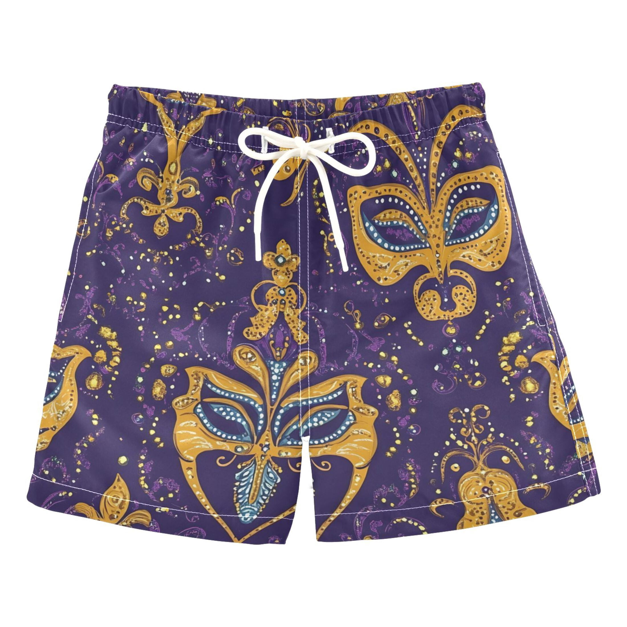 BZSMCE Beach Shorts Trunks Quick Dry Short Mardi Gras Mask Patterns Of ...