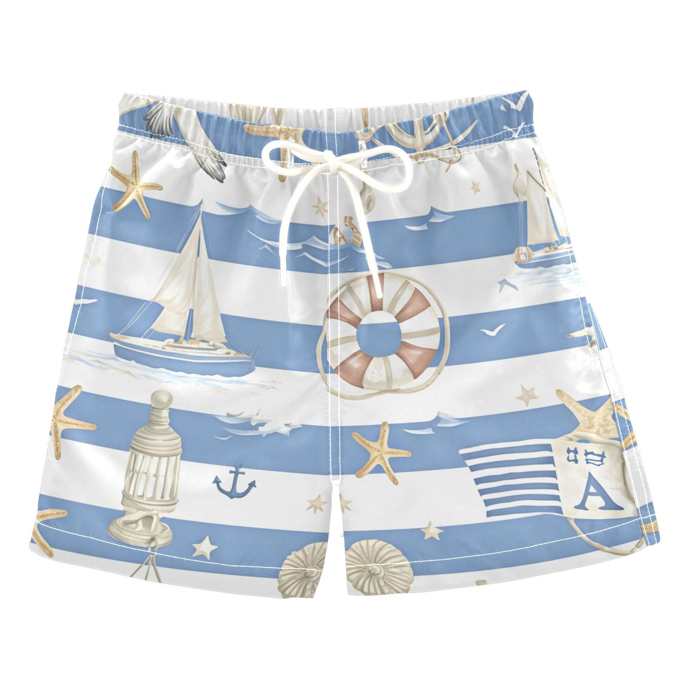 BZSMCE Beach Shorts Trunks Quick Dry Short Nautical Stripe Pattern Of ...