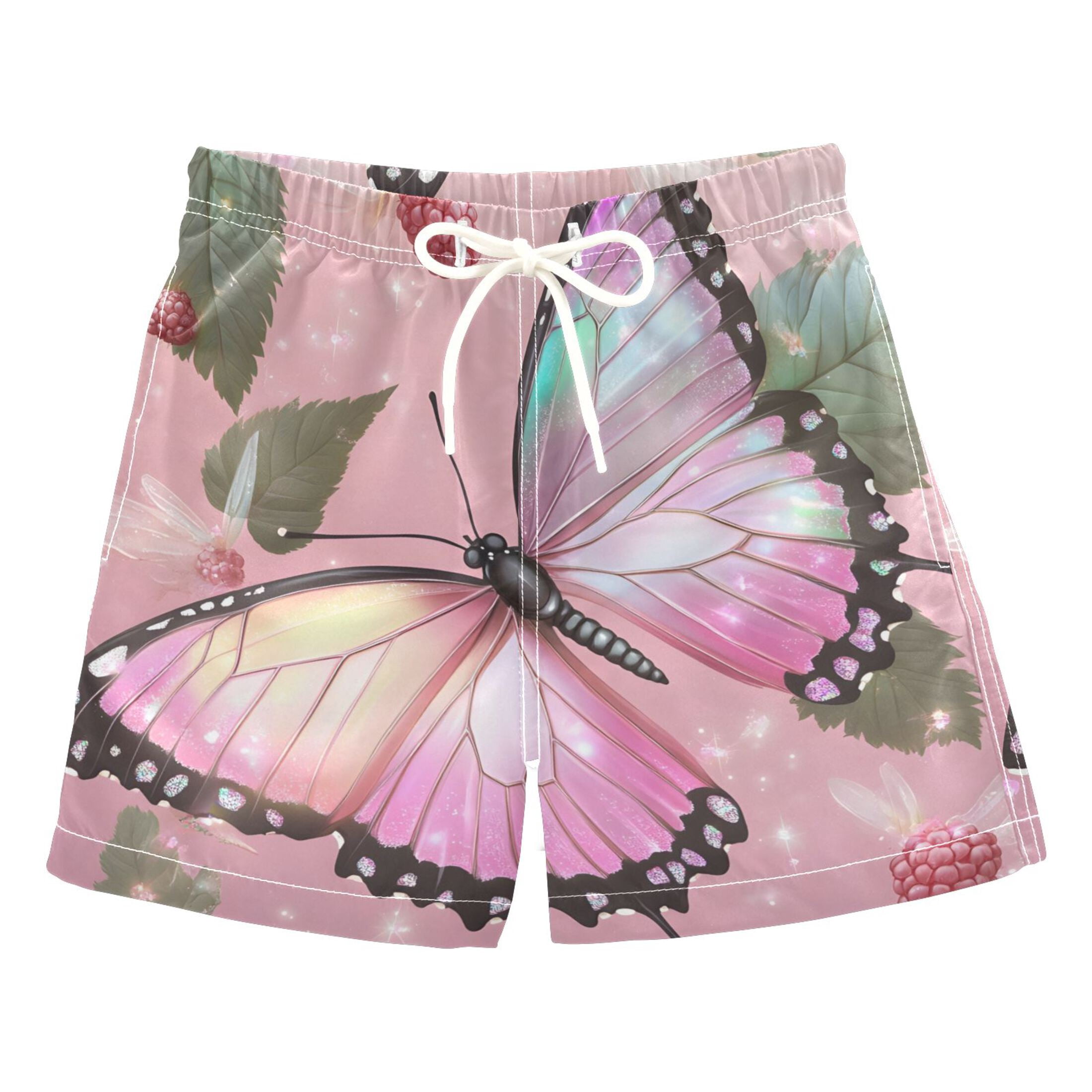 BZSMCE Beach Shorts Trunks Quick Dry Short Pink Butterfly Of Printed ...