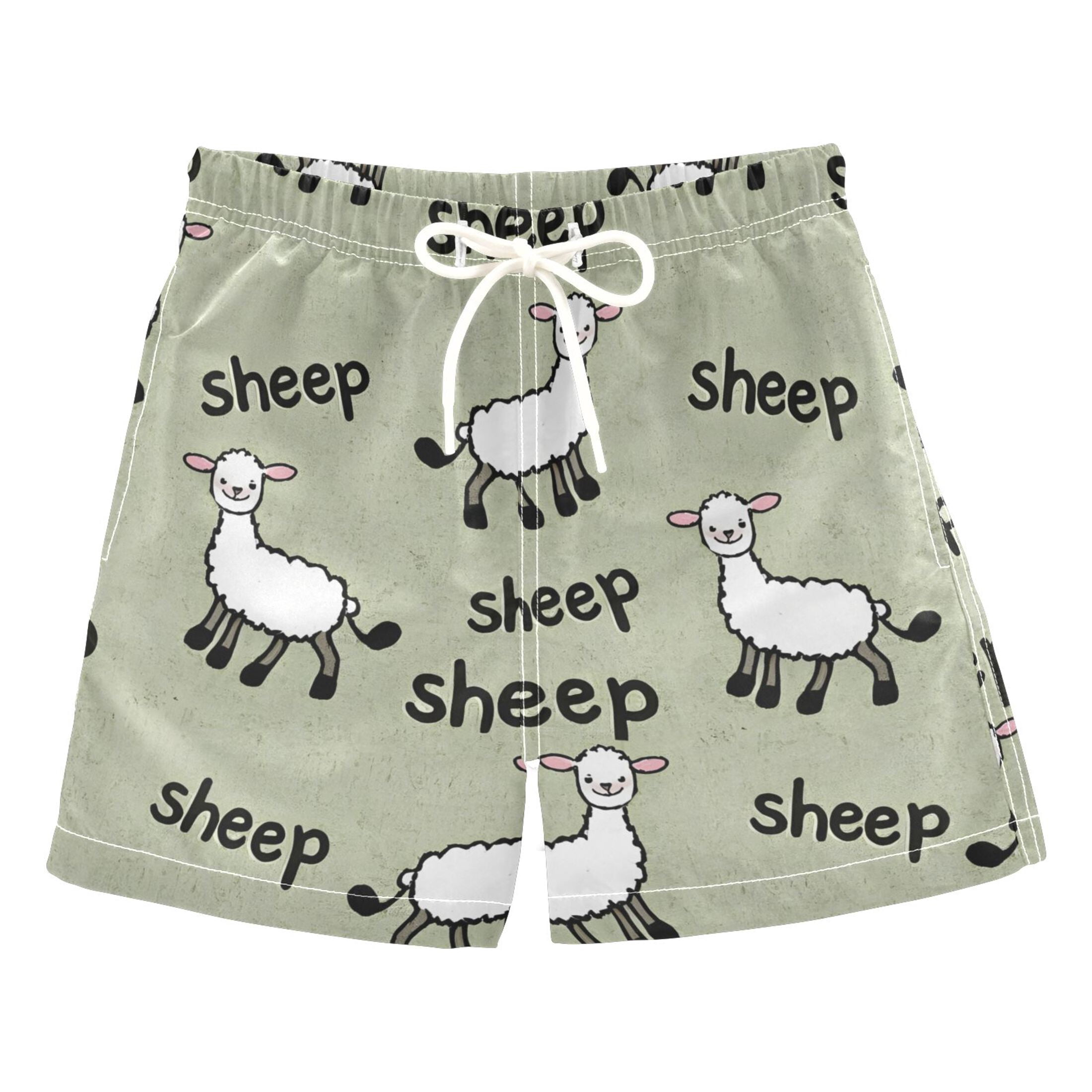 BZSMCE Beach Shorts Trunks Quick Dry Short Sheep Word Pattern Of ...