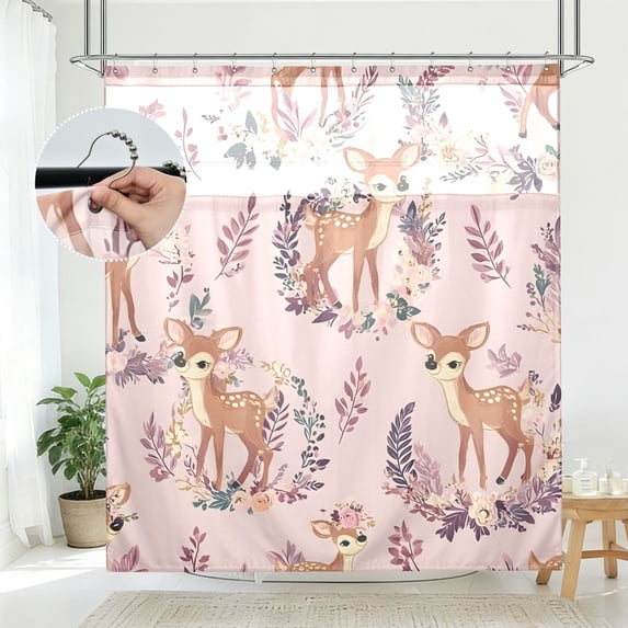 BZSMCE Beautiful Spotted Deer Pattern Pattern Bathroom Shower Curtain ...