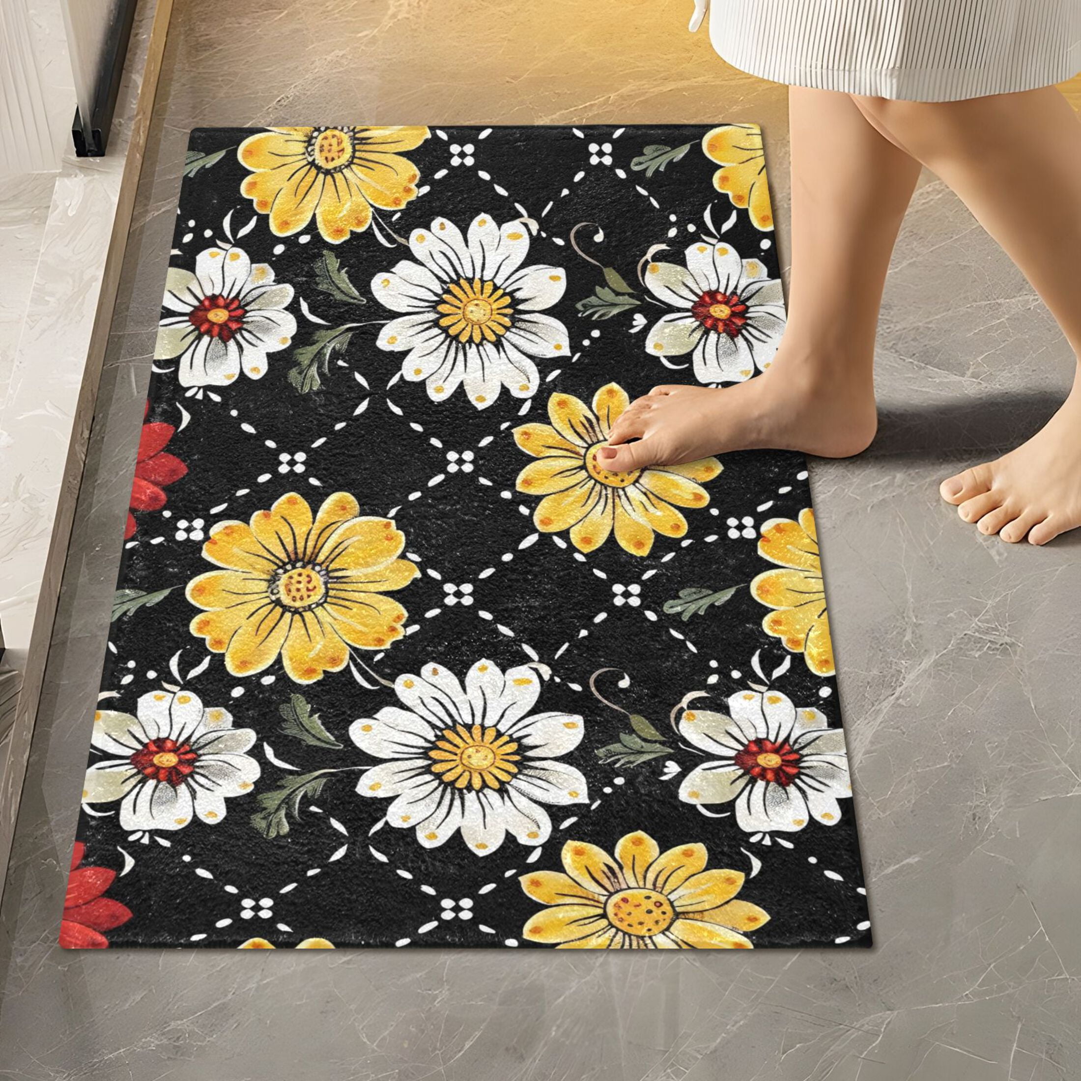 BZSMCE Black Background Multicolor Floral Pattern Pattern 2-Piece Non ...