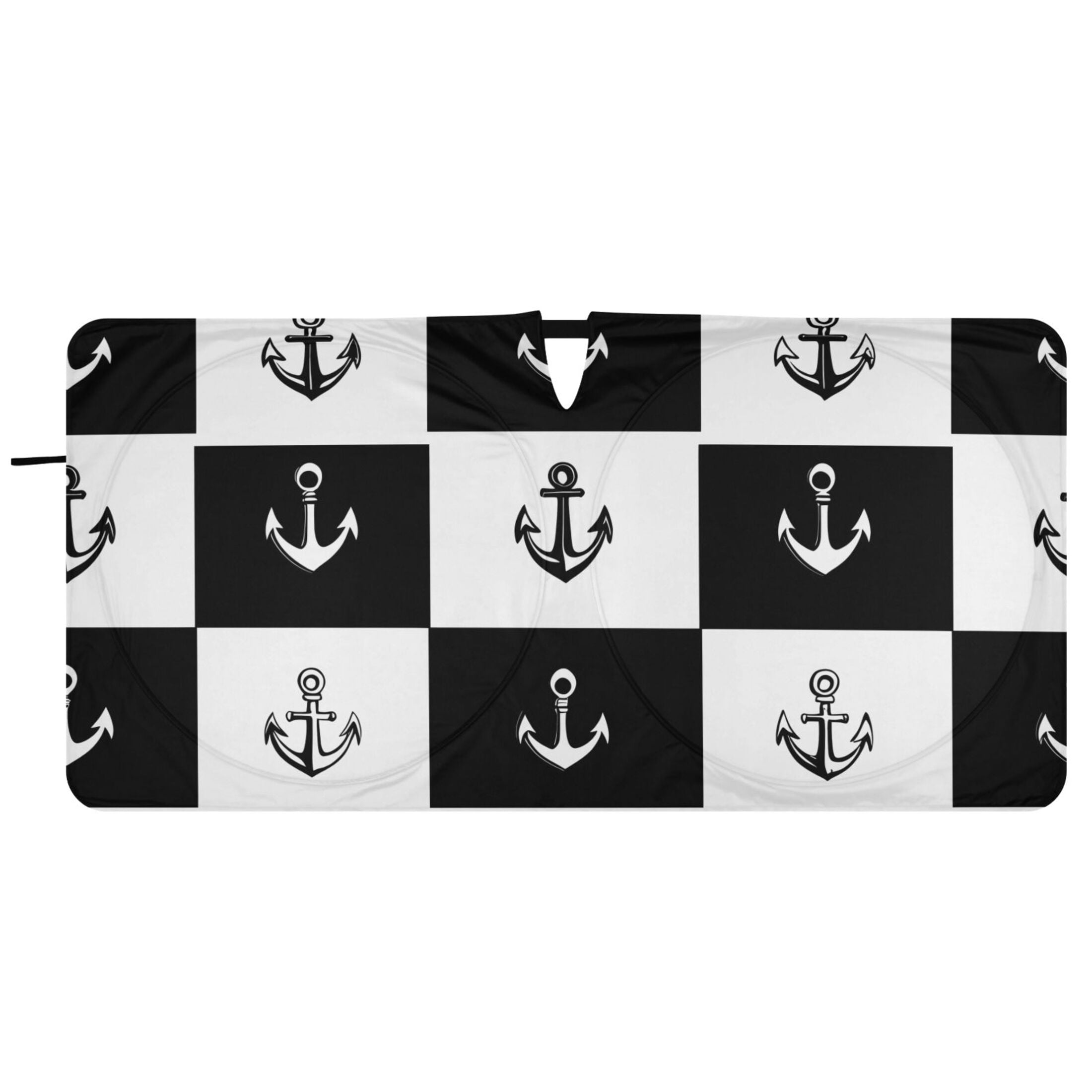 BZSMCE Black and White Grid Anchor Pattern Shade Foldable UV Protection ...