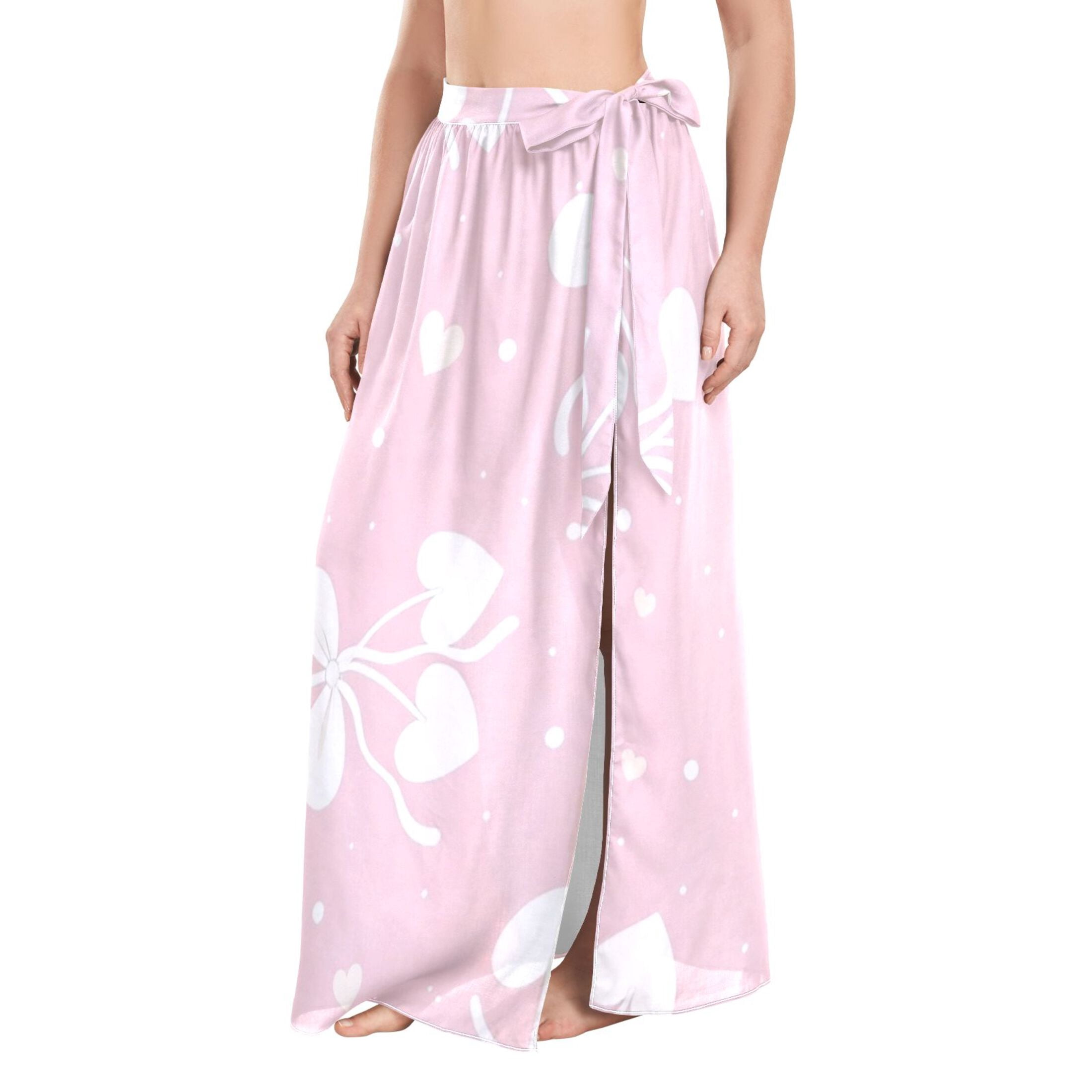 BZSMCE Blush Pink Bow Maxi Cover-Up Skirt, Lightweight Quick-Dry Fabric ...
