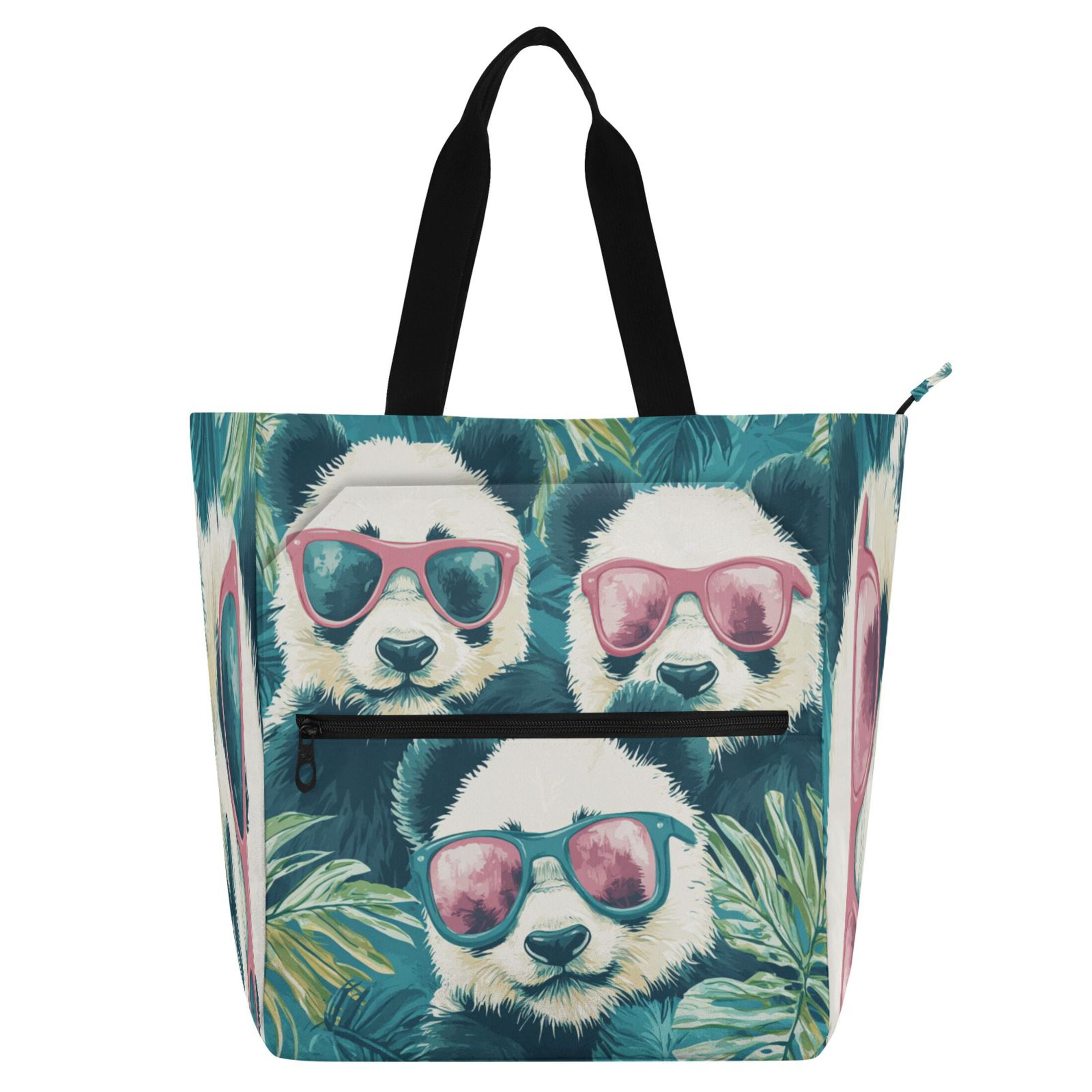 BZSMCE Book Tote Bag Casual Style Creatively Cool Pandas under Palms ...