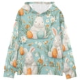 BZSMCE Bunny Flower Blue Orange Egg Pattern Print Hoodie Casual ...