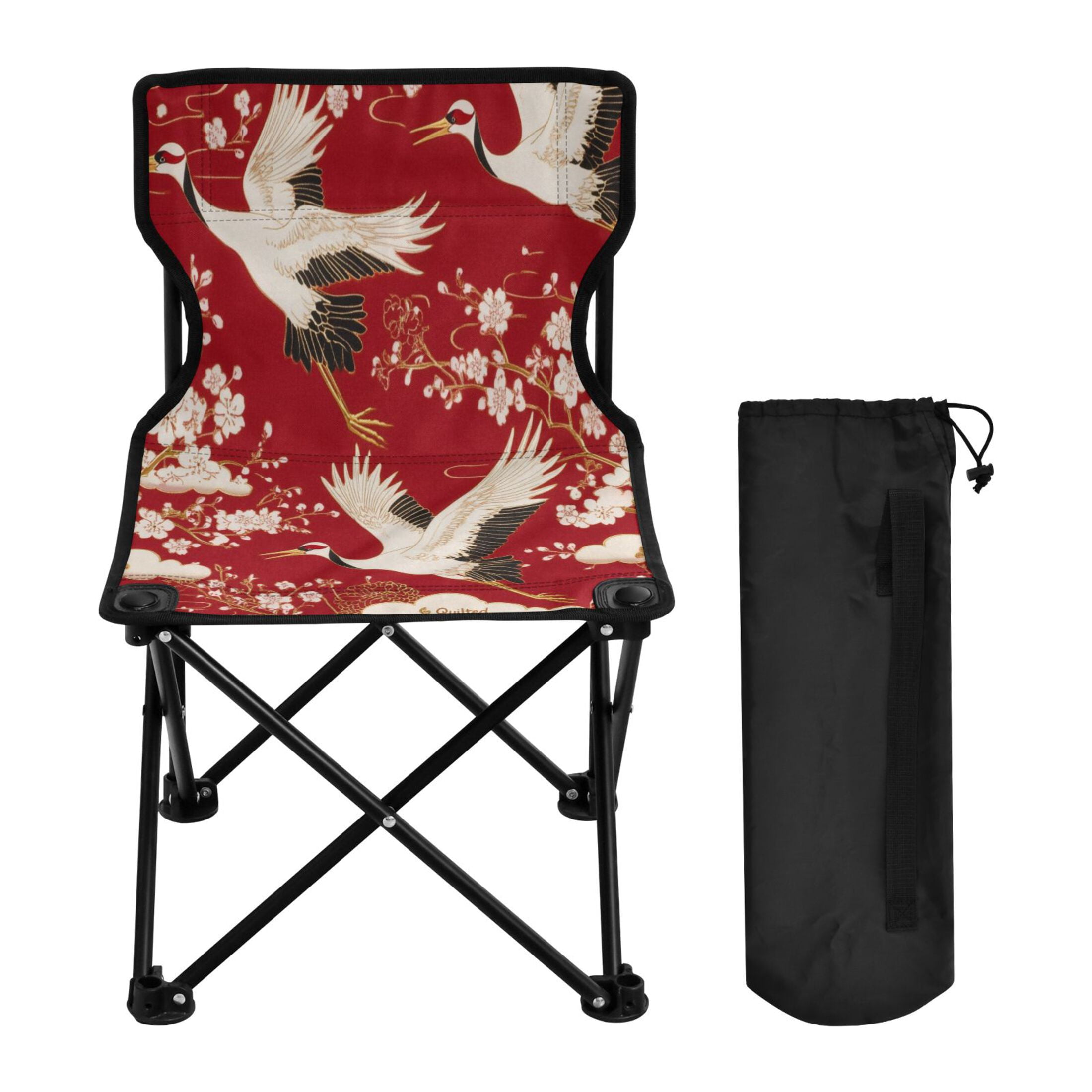 BZSMCE Camping Chairs Modern Crane Dance Pattern Folding chair ...
