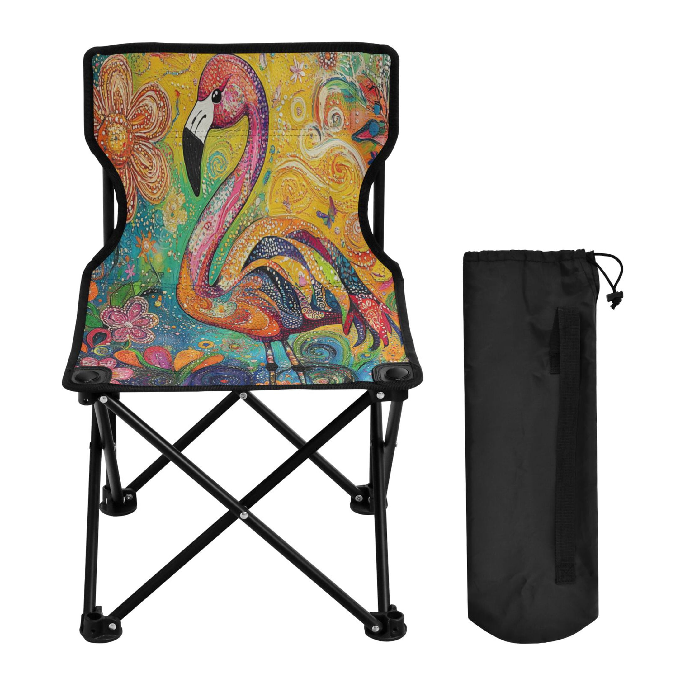 BZSMCE Camping Chairs Modern Dancing Flamingo in Vibrant Bliss Pattern ...