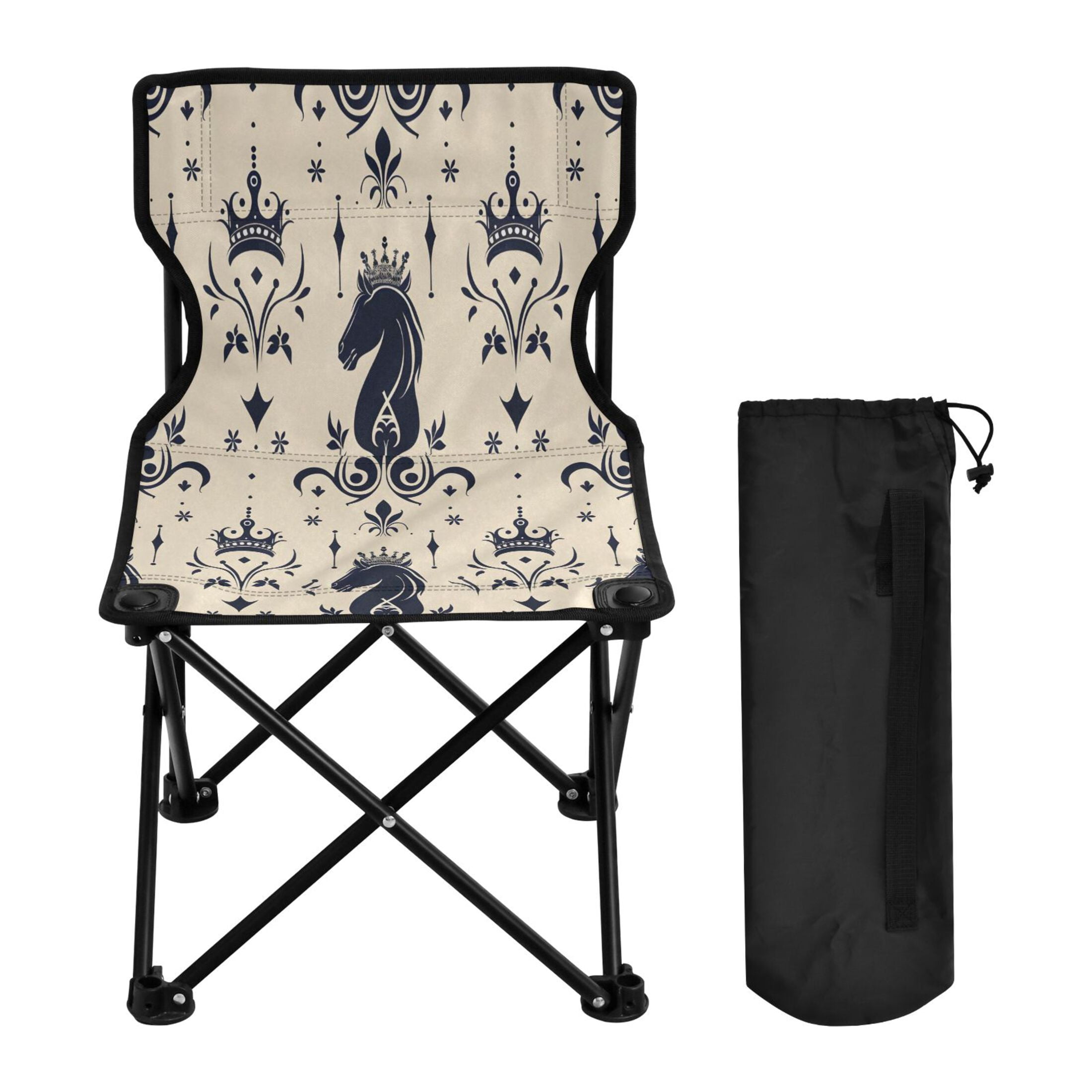 BZSMCE Camping Chairs Modern Folding chair In Chess Horse Crown Pattern ...