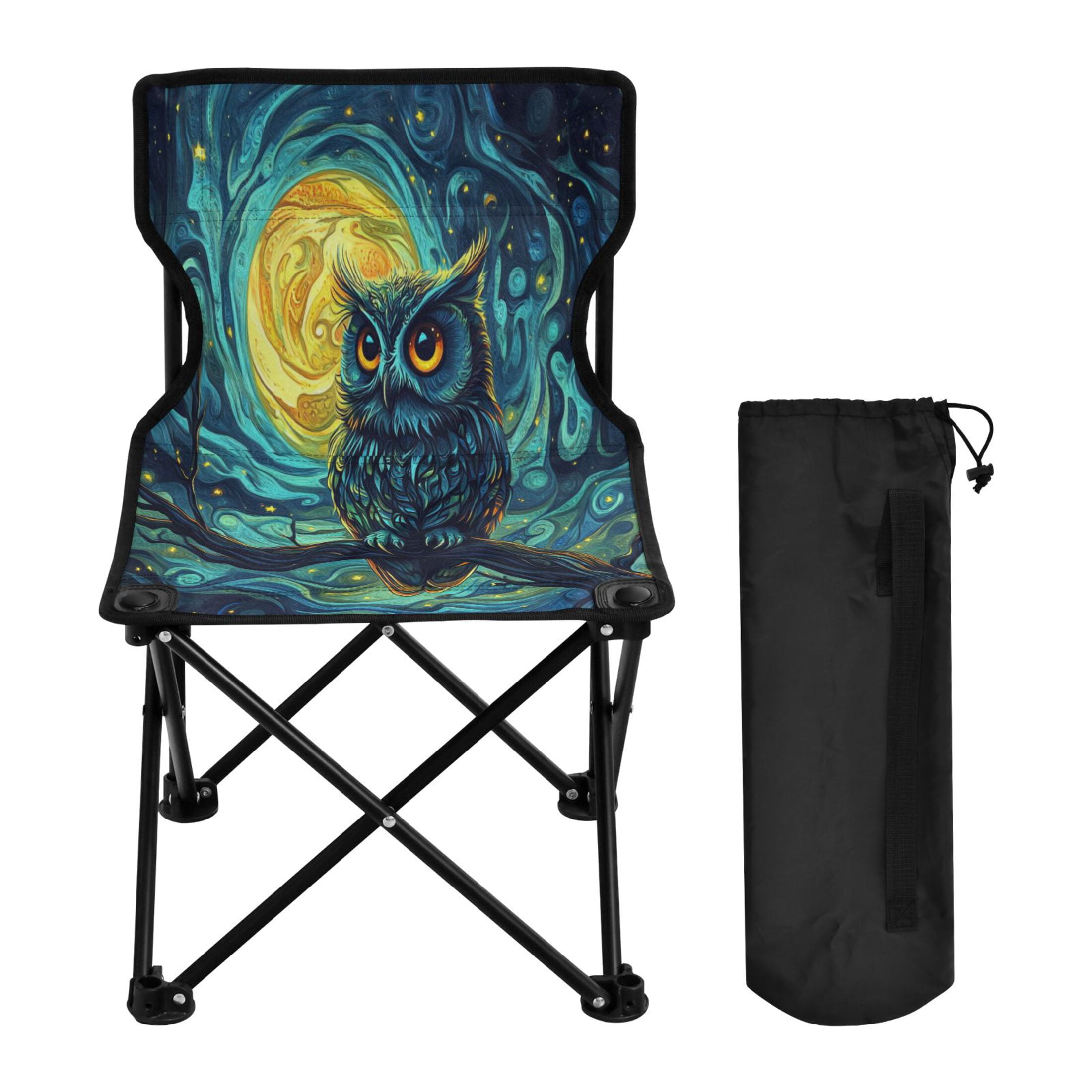 BZSMCE Camping Chairs Modern Moonlit Guardian Pattern Folding chair ...