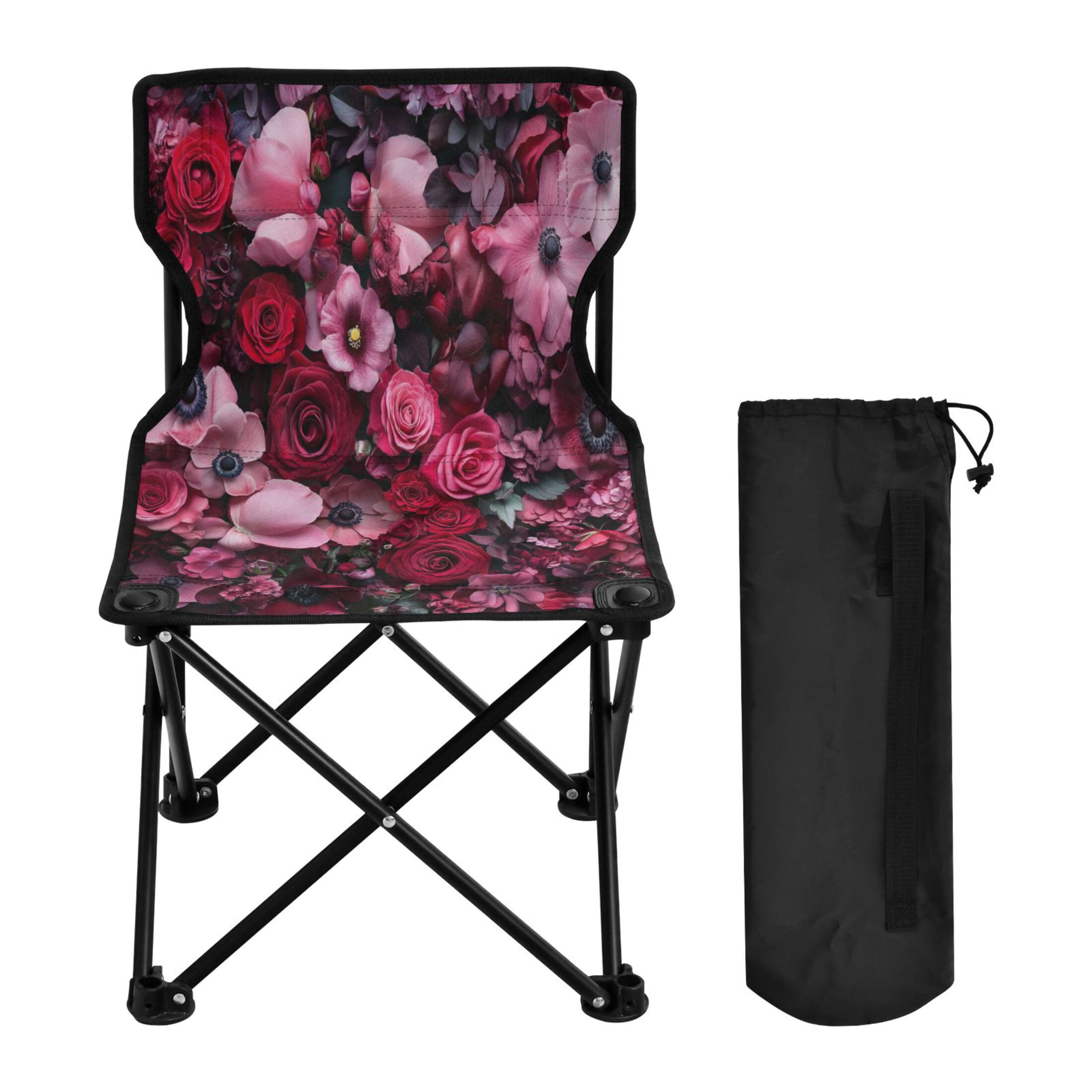 BZSMCE Camping Chairs Modern Rose Garden Serenade Pattern Folding chair ...