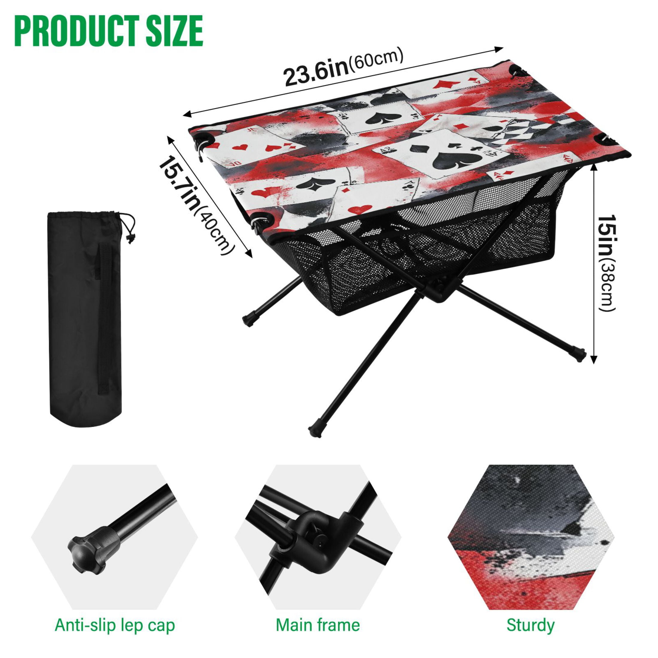 BZSMCE Camping Tables Simple Folding Table Card Chaos Pattern Size:23.6*15.7in - Walmart.com