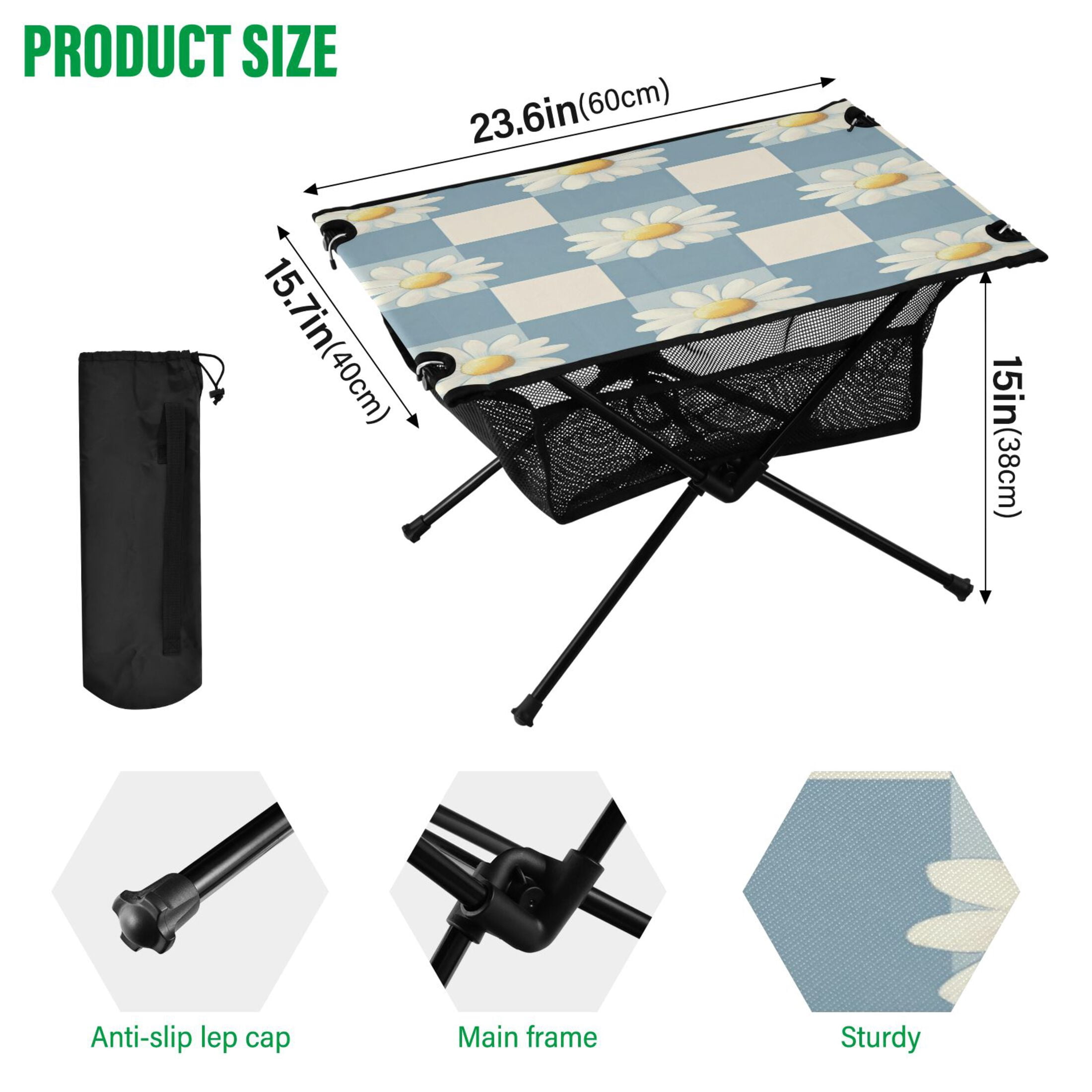 BZSMCE Camping Tables Simple Folding Table Daisy Delight on Blue ...