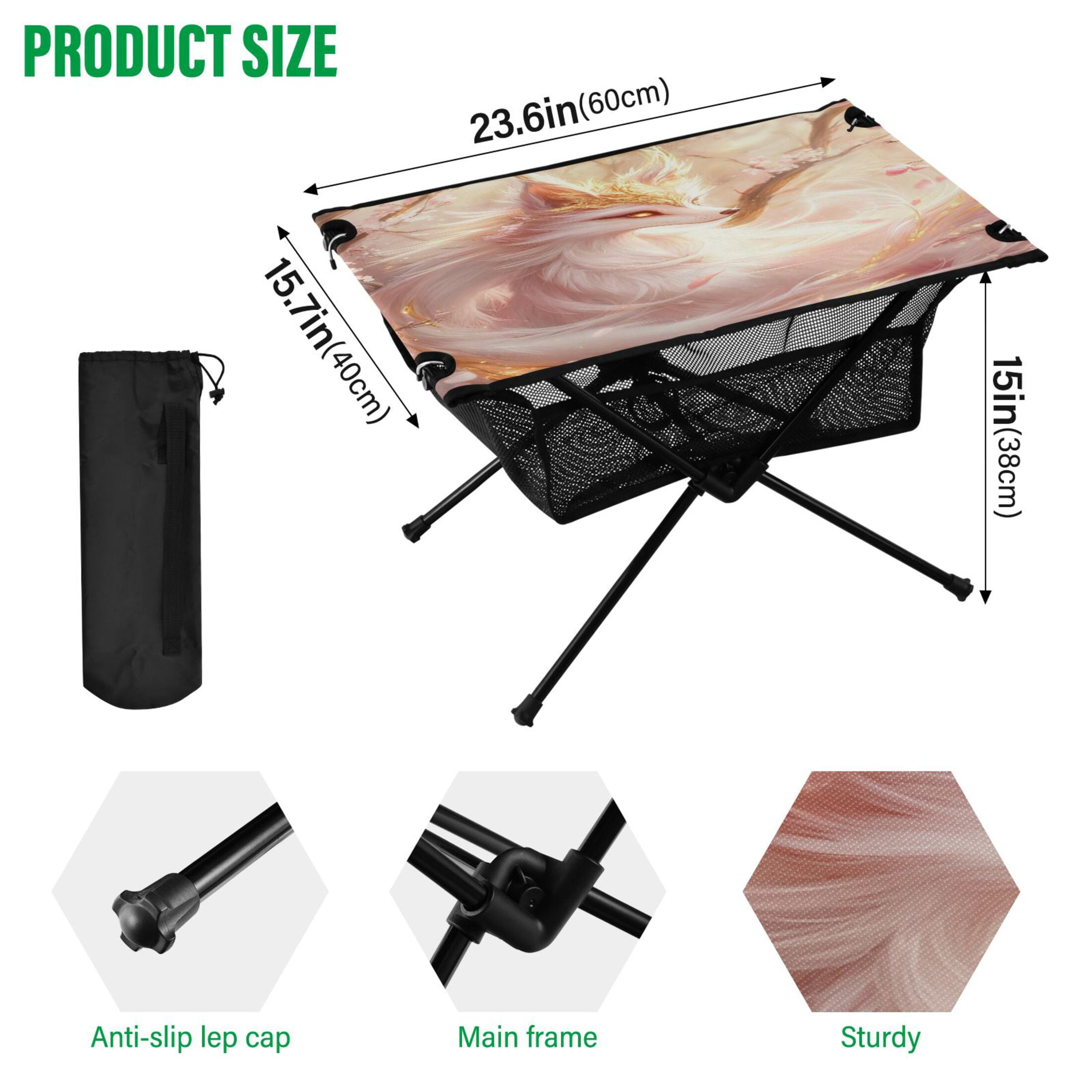 BZSMCE Camping Tables Simple Folding Table Fox with Golden Crown ...