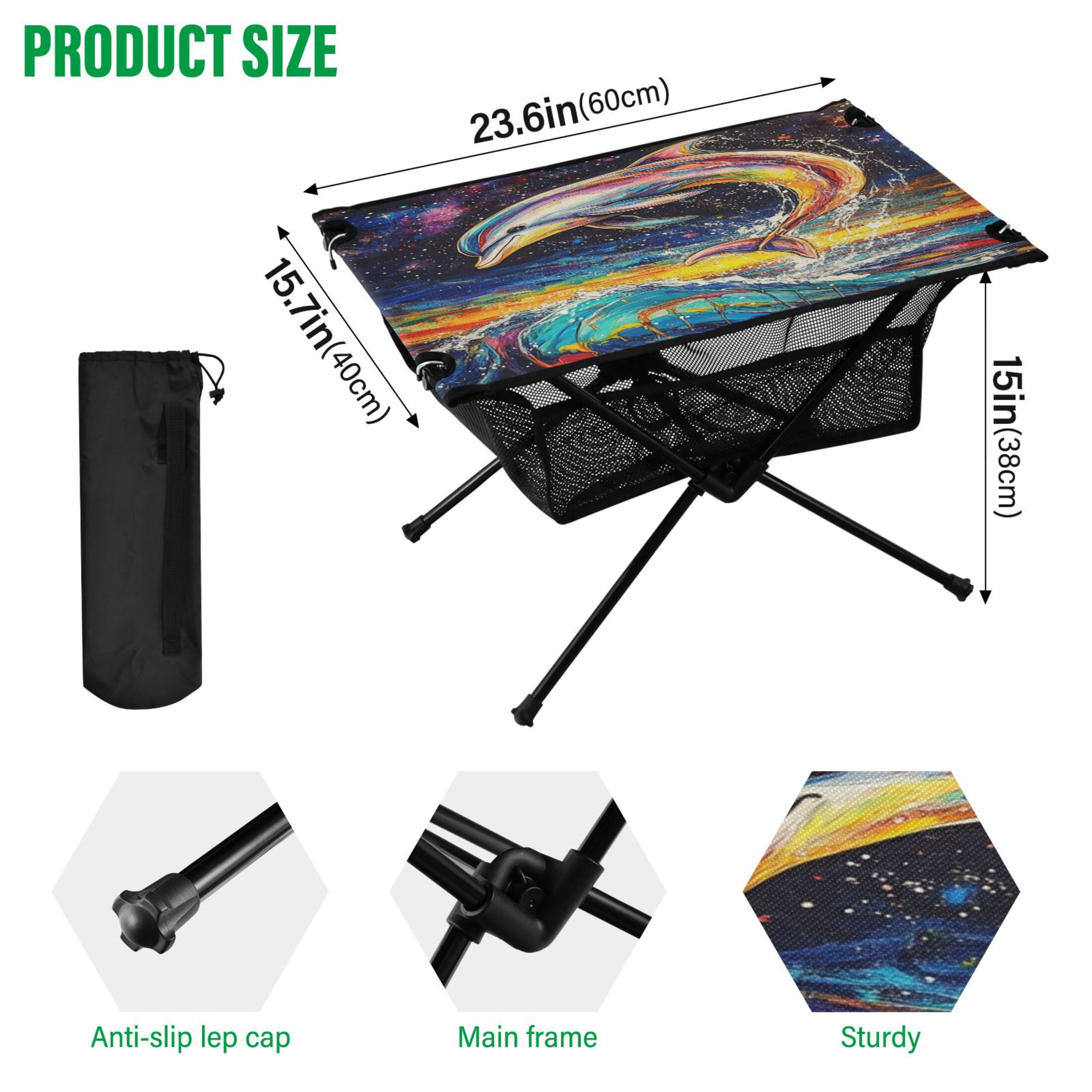 BZSMCE Camping Tables Simple Folding Table Galactic Wave Rider Pattern ...