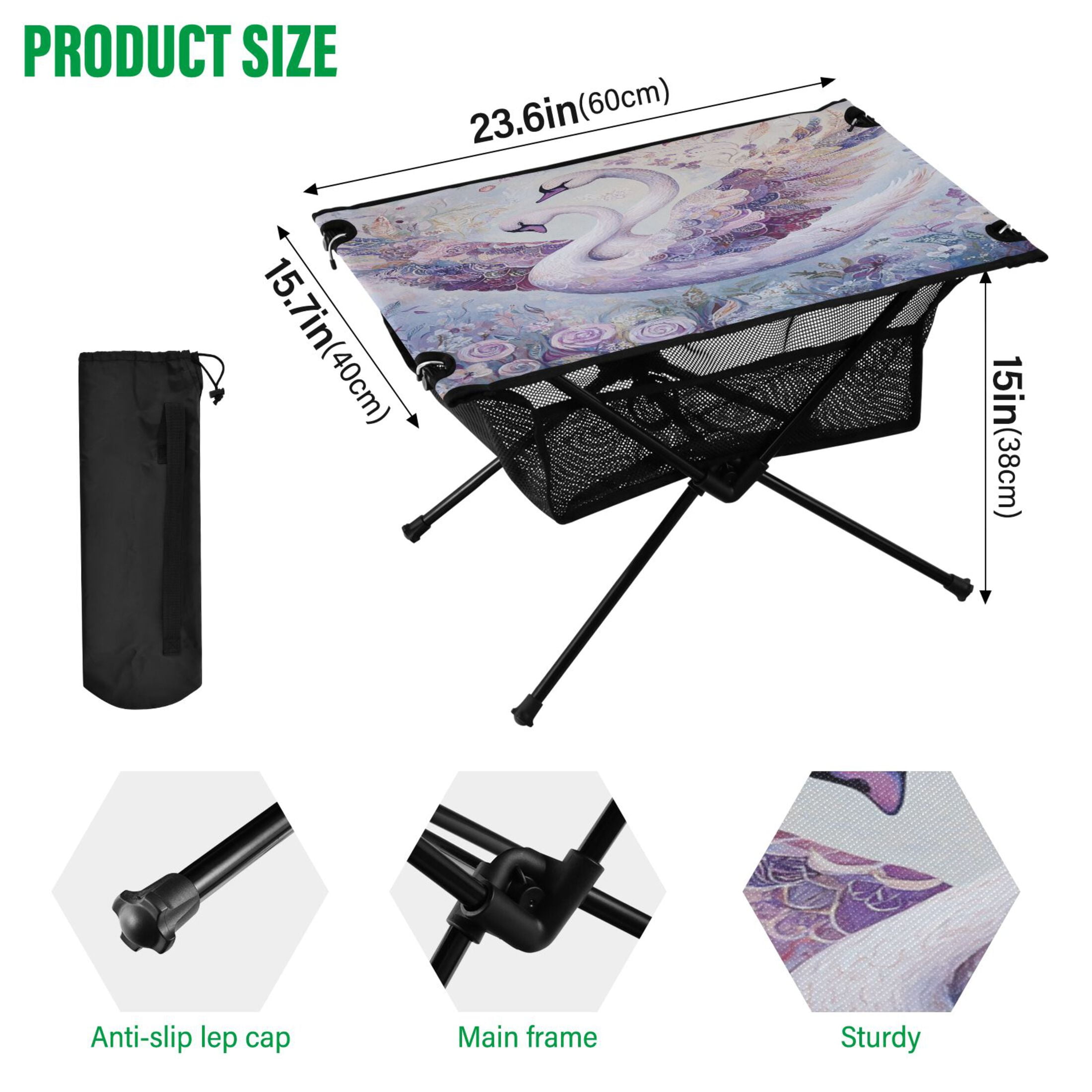 BZSMCE Camping Tables Simple Folding Table Graceful Swans in Bloom ...