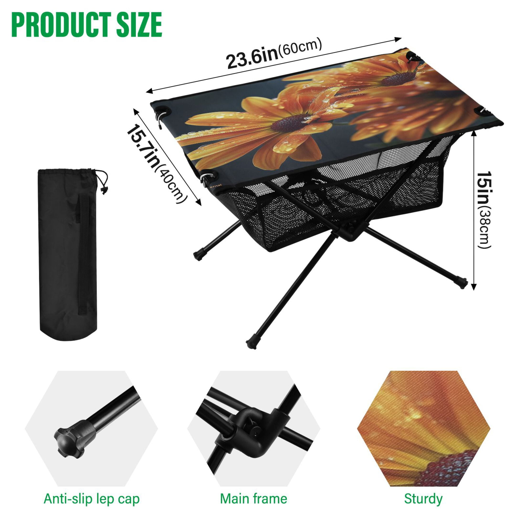 BZSMCE Camping Tables Simple Folding Table Radiant Orange Blossoms ...