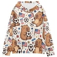 BZSMCE Capybara American Flag Pattern Print Hoodie Casual Pullover ...