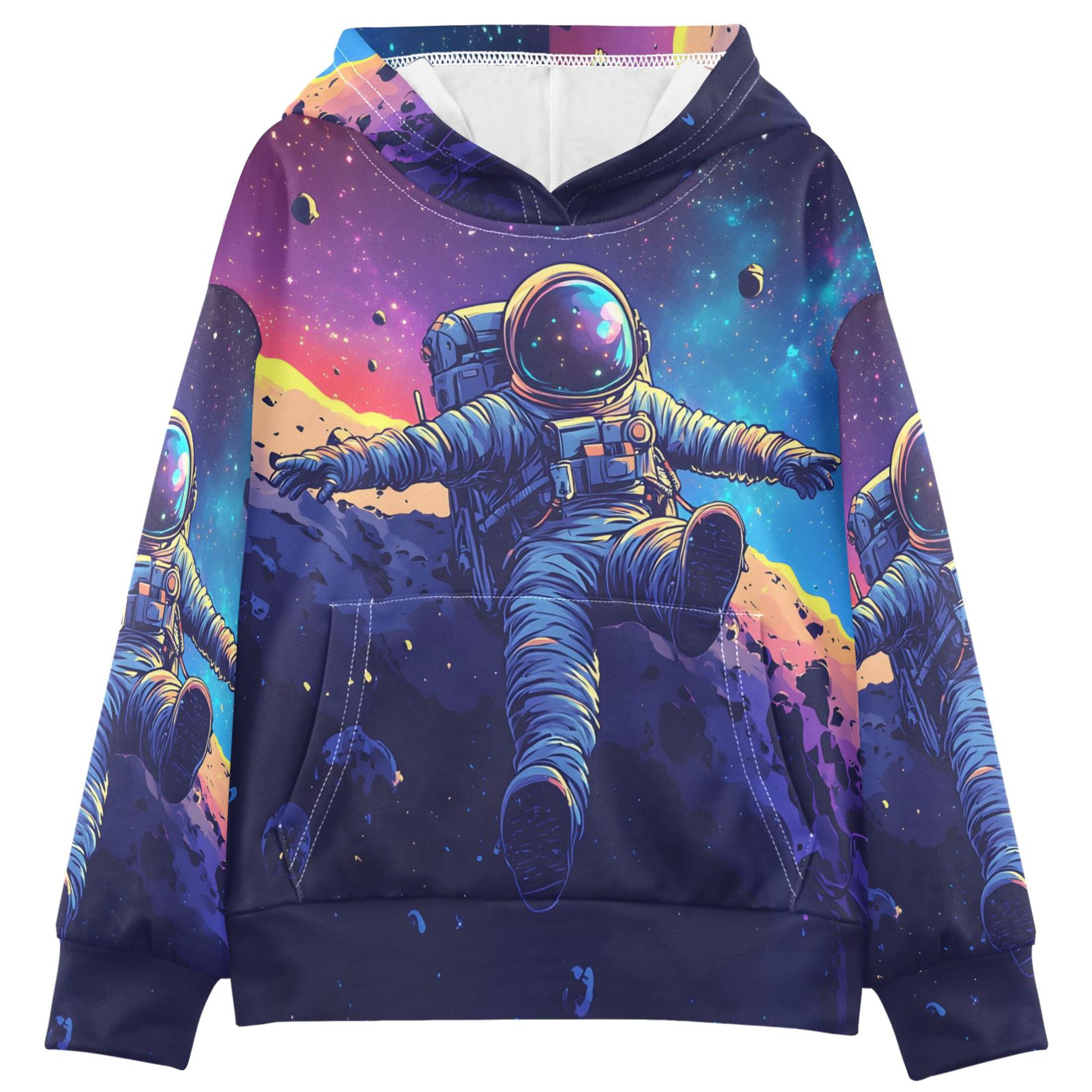 BZSMCE Cartoon Astronaught Print Hoodie Casual Pullover Sweatshirt With ...