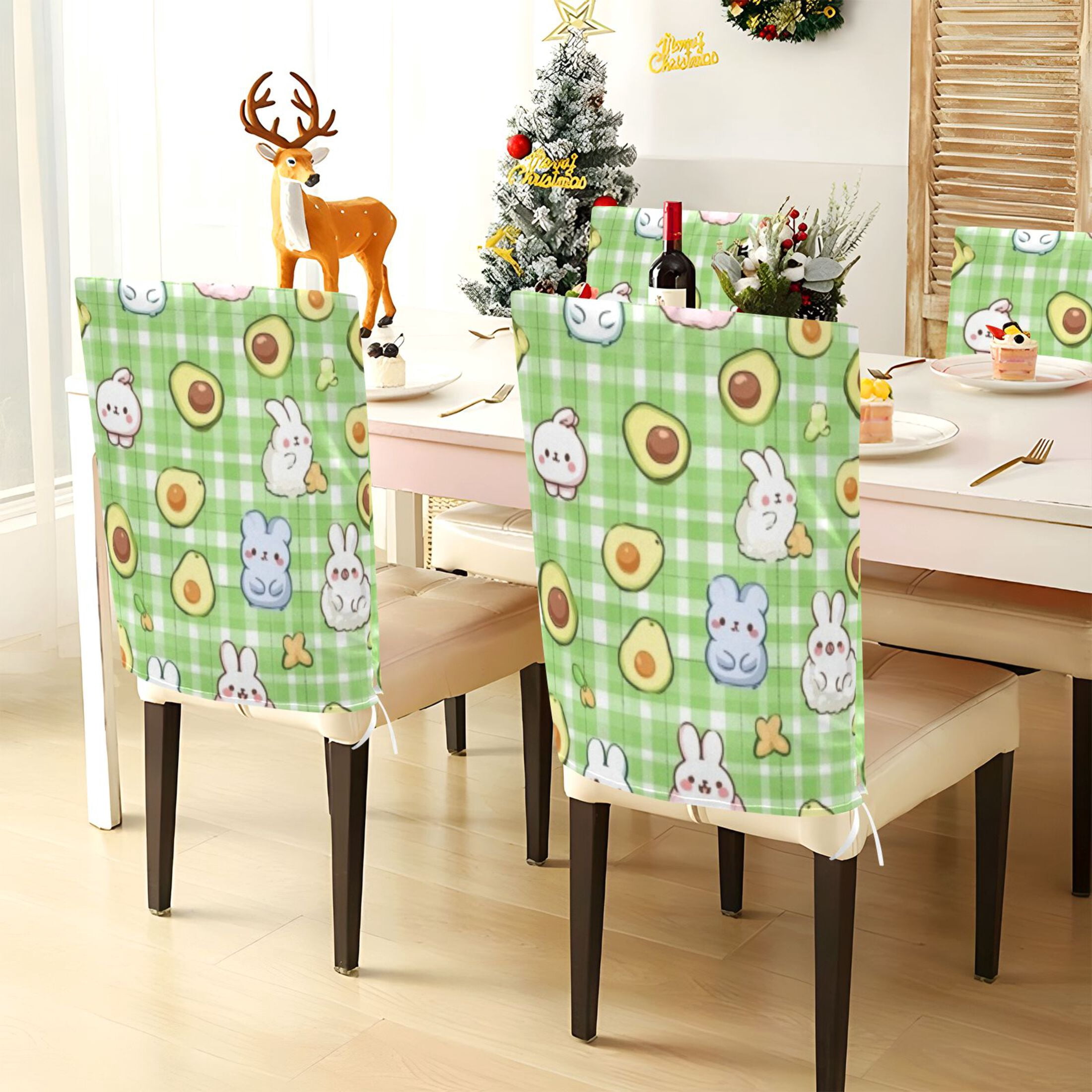 BZSMCE Chair Covers Set Home Decor Seat Back Cover Avocado Bunny ...