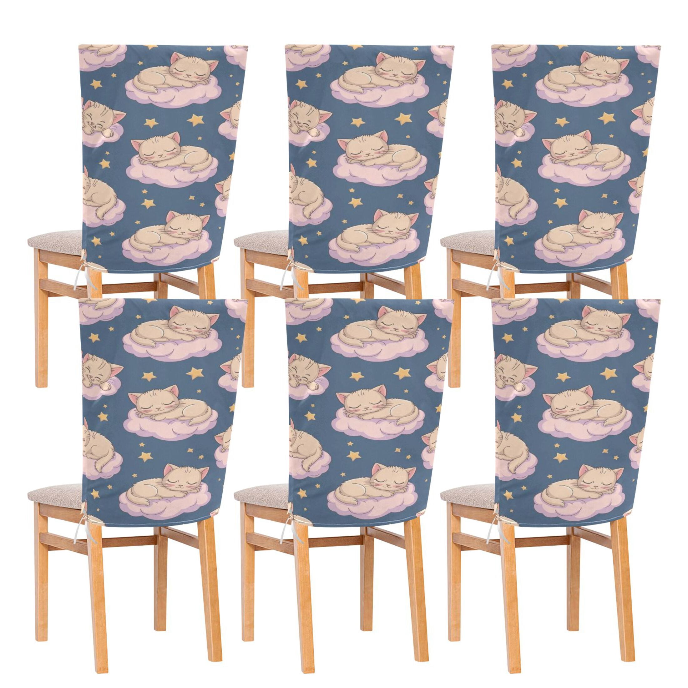 BZSMCE Chair Covers Set Home Decor Seat Back Cover Cloud Cat Nap ...