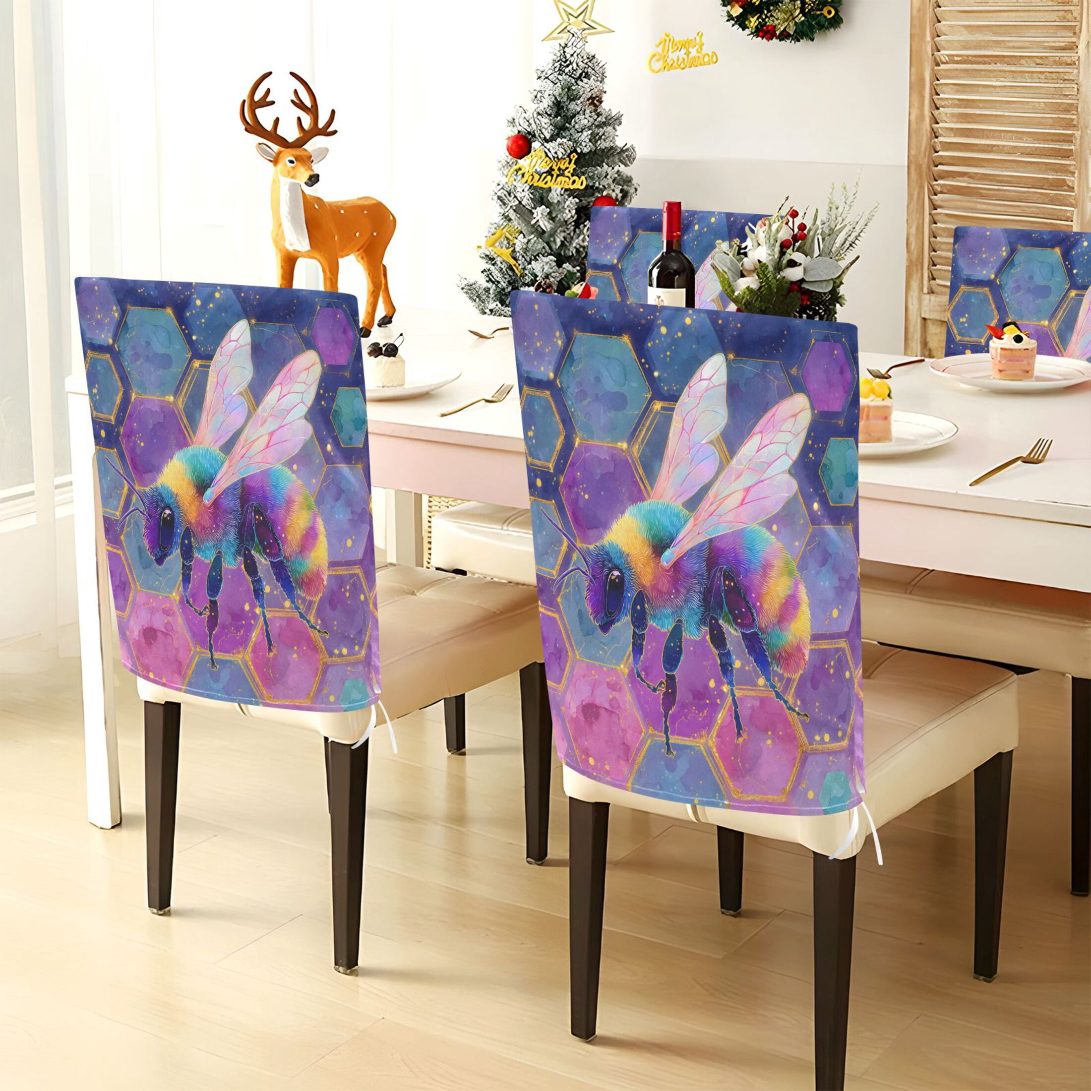 BZSMCE Chair Covers Set Home Decor Seat Back Cover Dream Bee Pattern ...