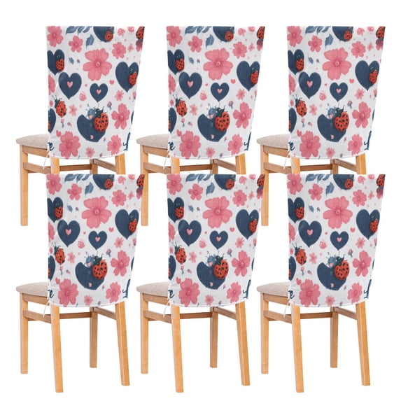 BZSMCE Chair Covers Set Home Decor Seat Back Cover Floral Ladybug Heart ...