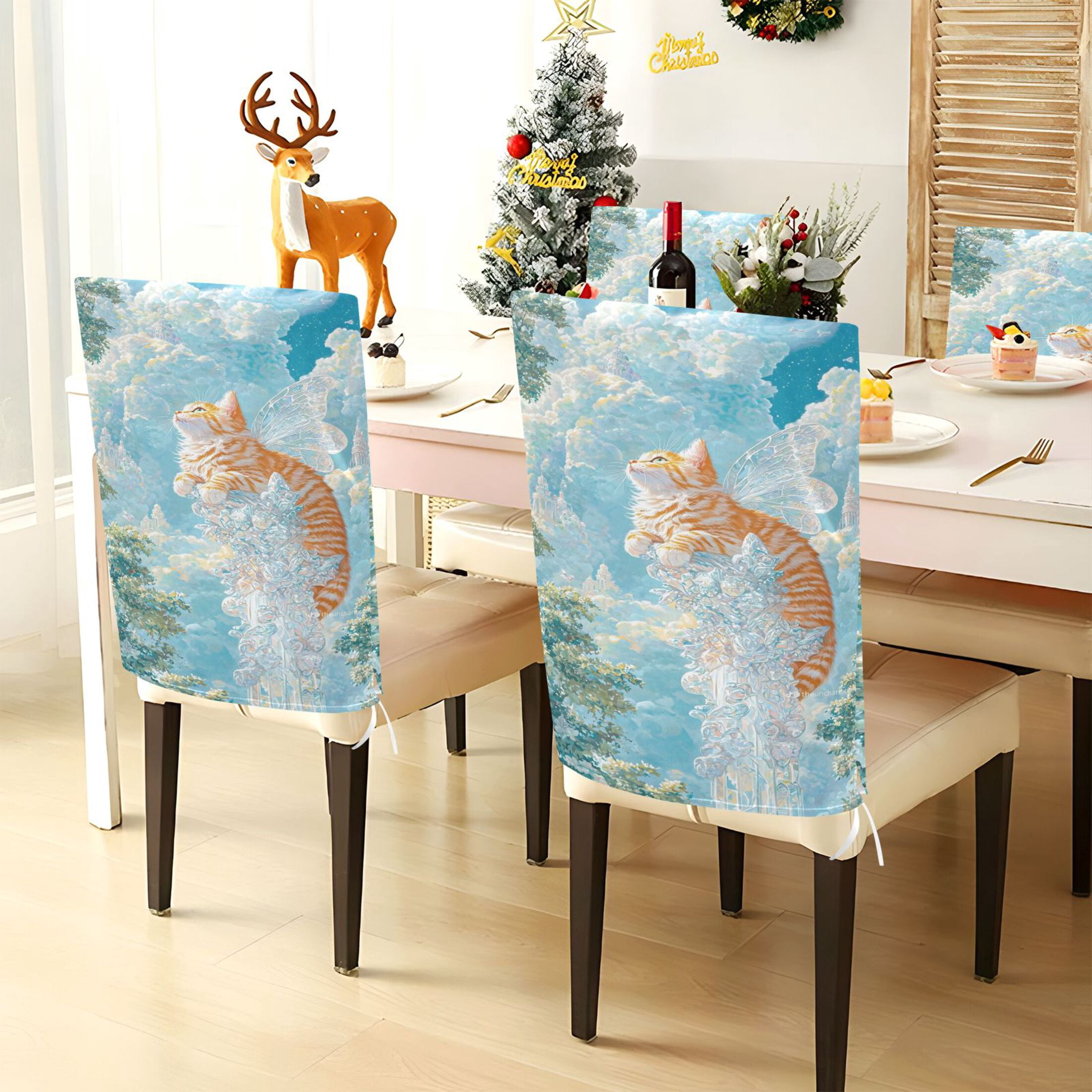 BZSMCE Chair Covers Set Home Decor Seat Back Cover Frostwood Tabby ...