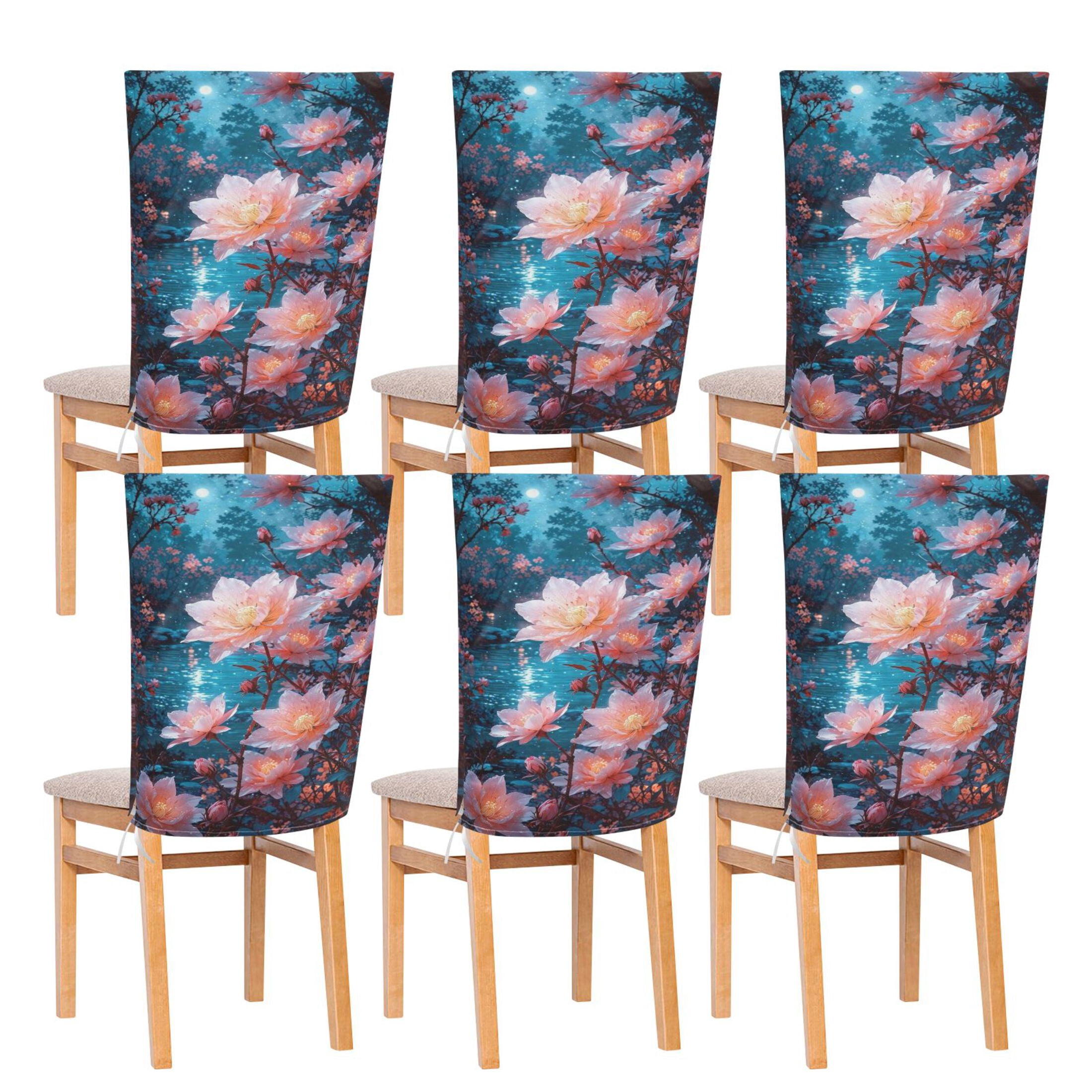 BZSMCE Chair Covers Set Home Decor Seat Back Cover Moonlit Blossom ...