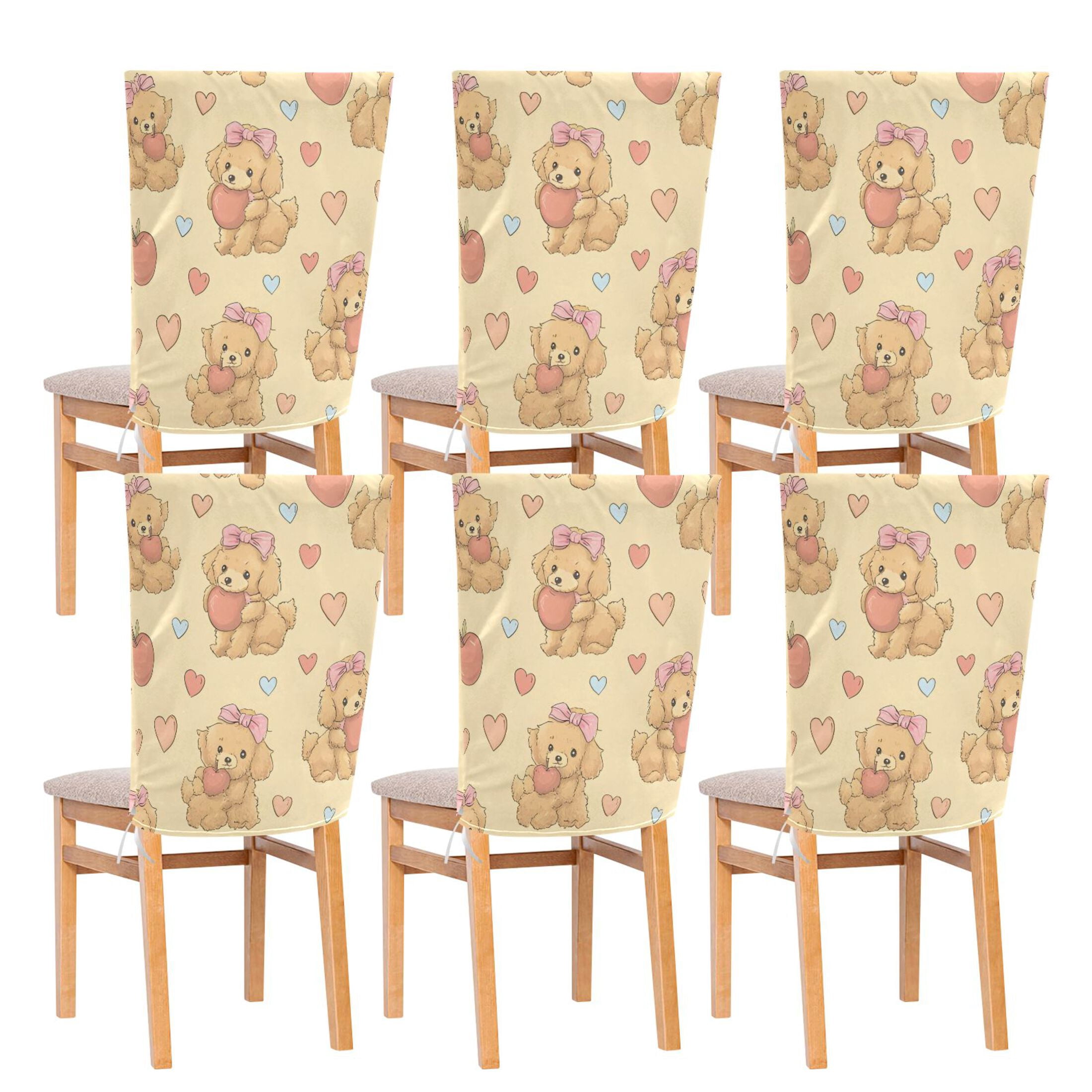 BZSMCE Chair Covers Set Home Decor Seat Back Cover Pups Heart Bear ...