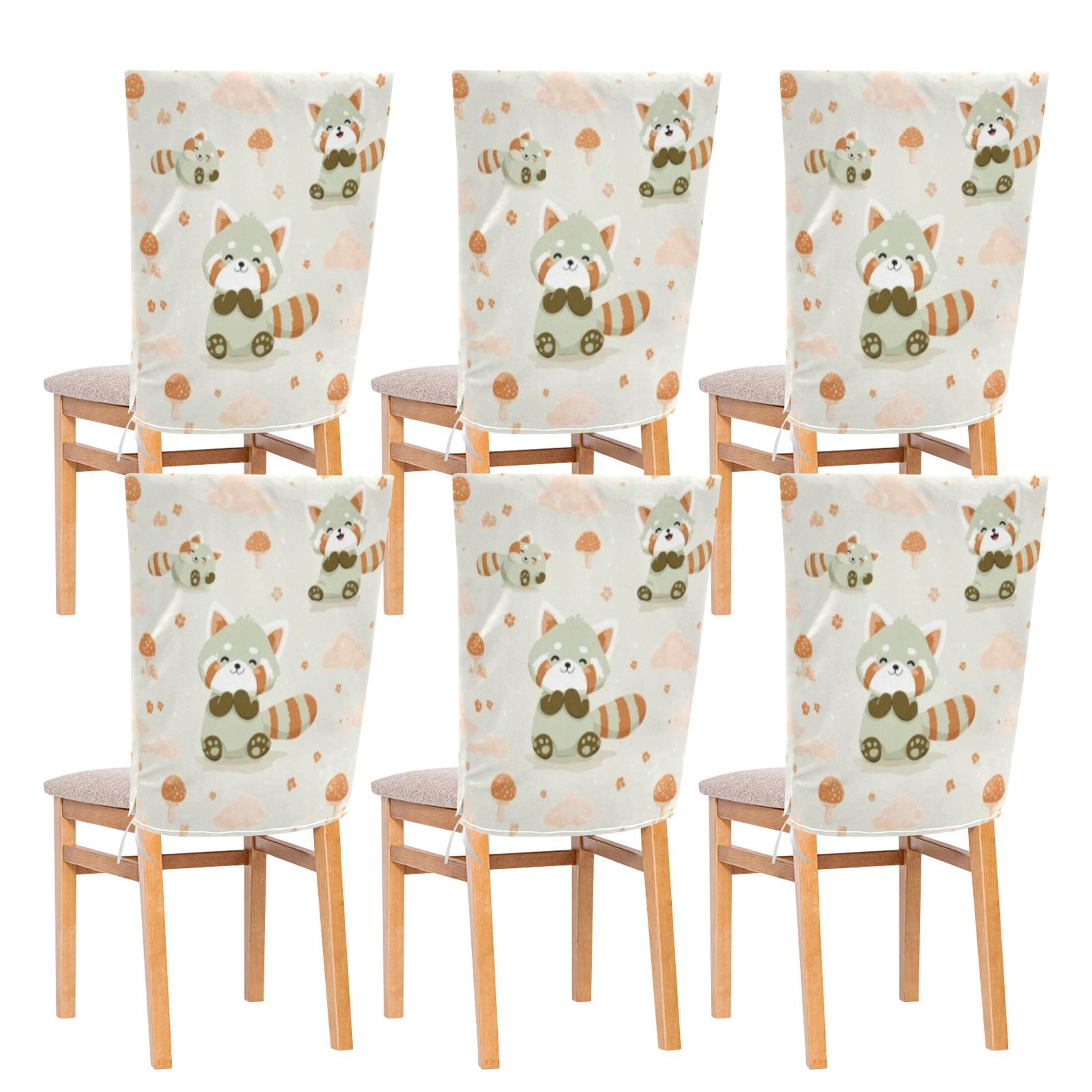 BZSMCE Chair Covers Set Home Decor Seat Back Cover Raccoon and Mushroom ...