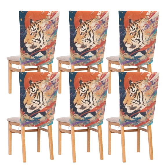 BZSMCE Chair Covers Set Home Decor Seat Back Cover Red Sun Hues Pattern ...