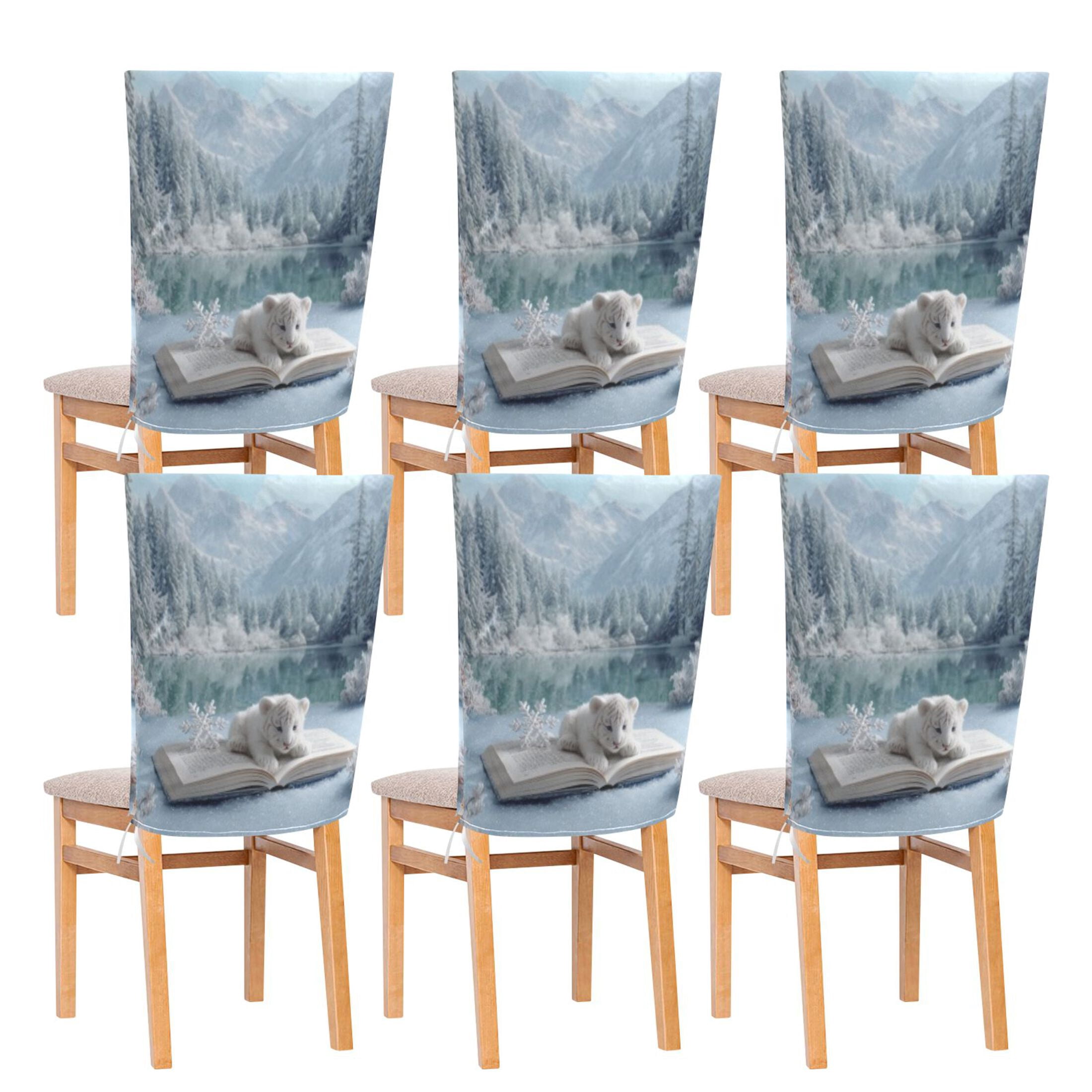 BZSMCE Chair Covers Set Home Decor Seat Back Cover Snow Book Cub ...