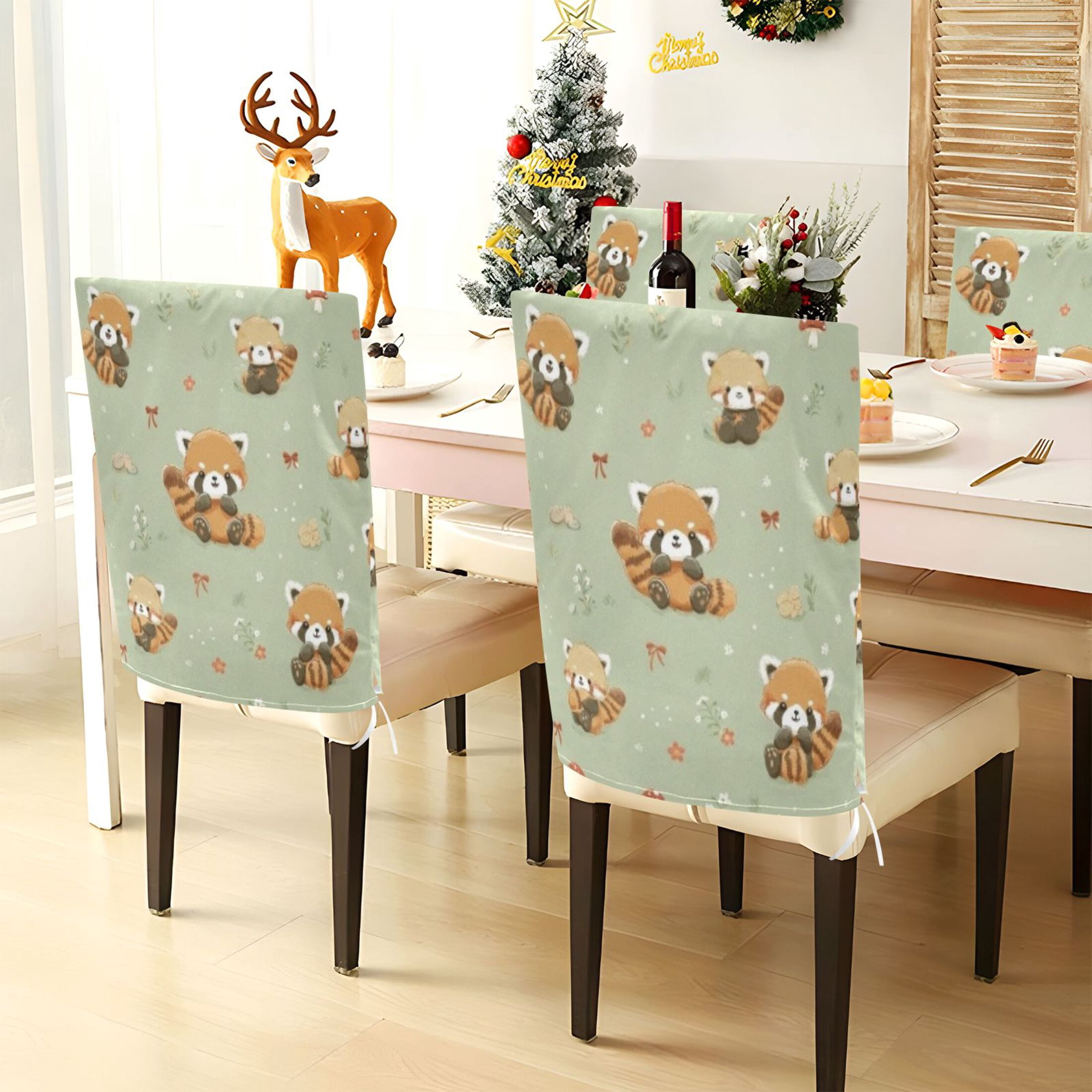BZSMCE Chair Covers Set Home Decor Seat Back Cover Snuggly Red Panda ...