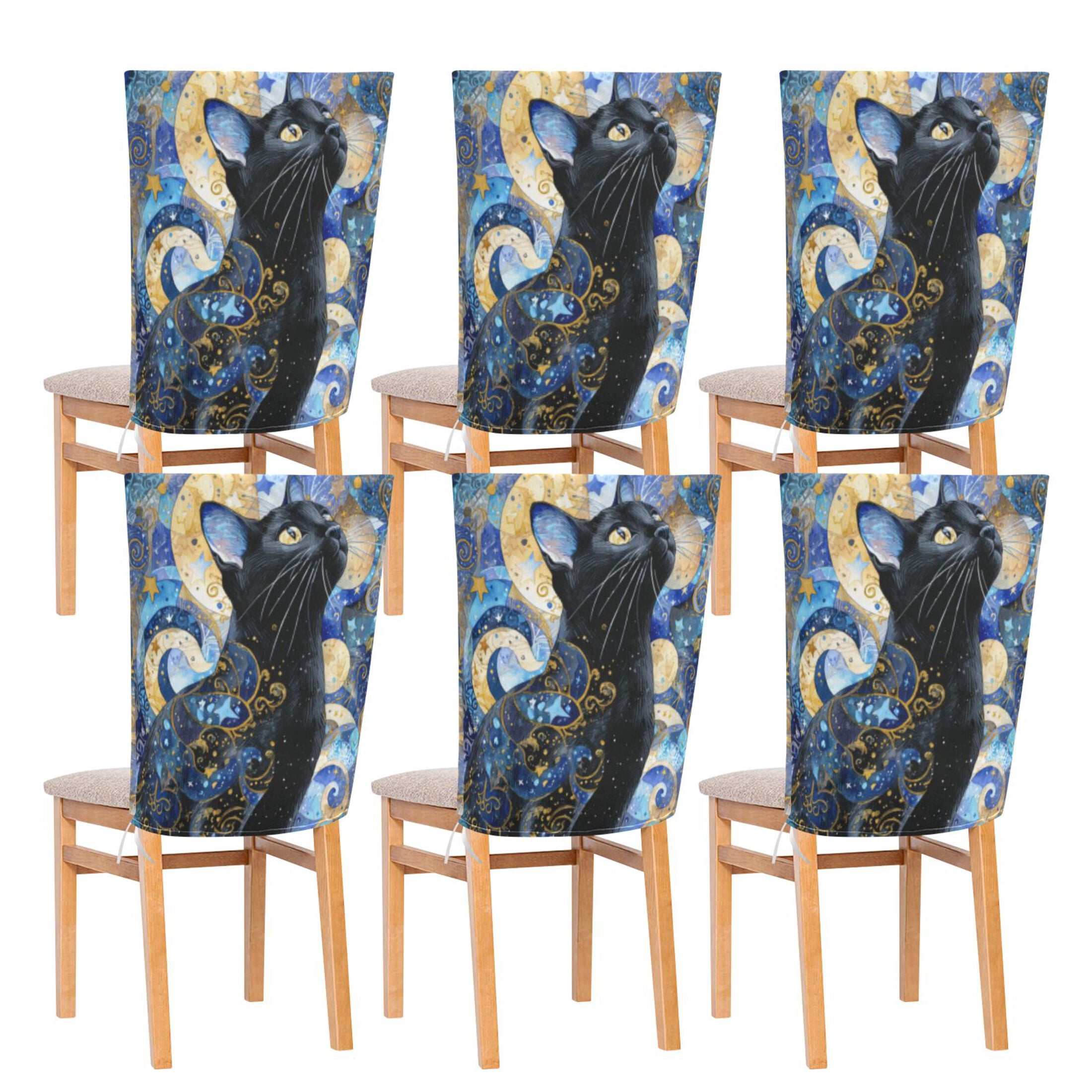 BZSMCE Chair Covers Set Home Decor Seat Back Cover Starry-eyed Feline ...
