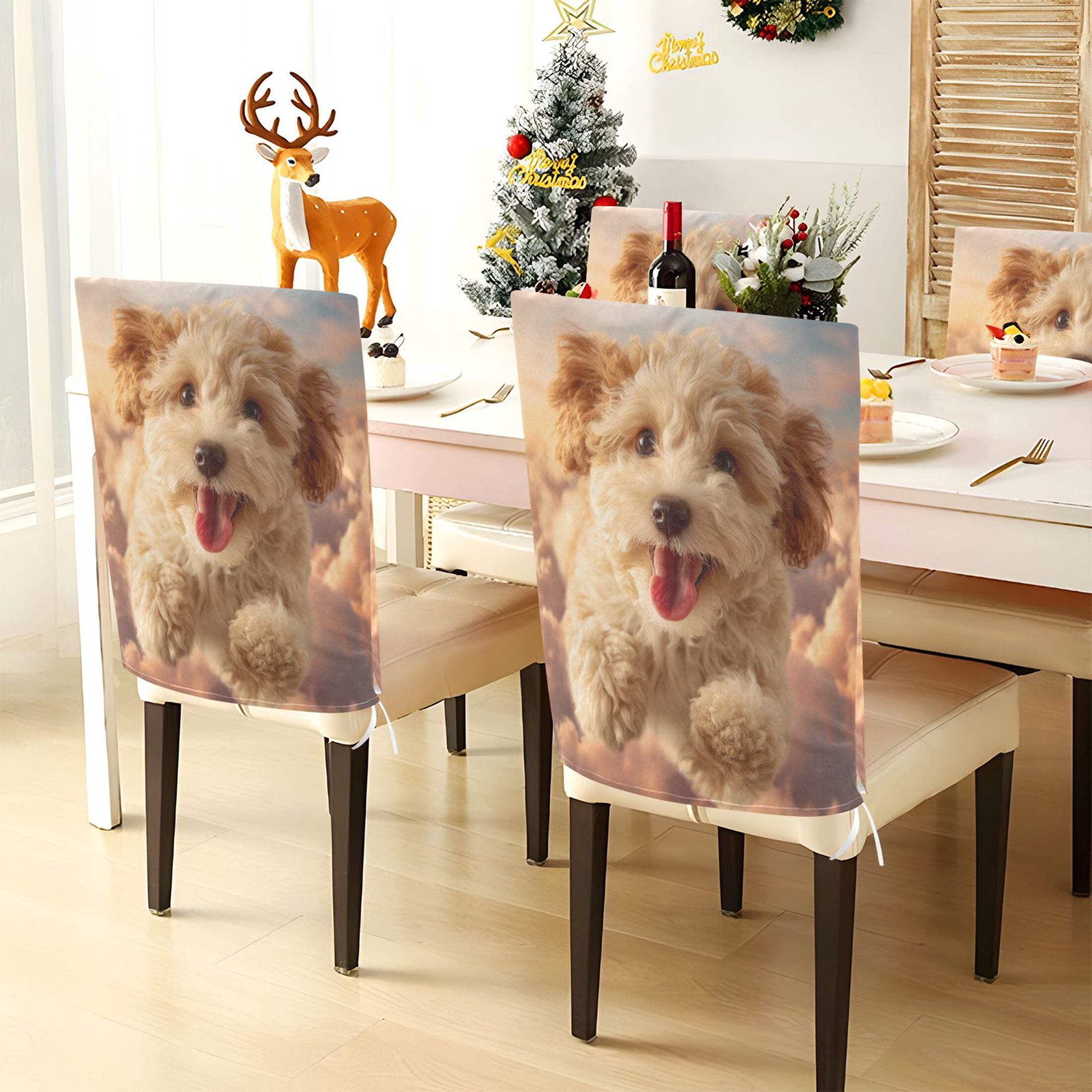 BZSMCE Chair Covers Set Home Decor Seat Back Cover Sunset Cloud Puppy ...