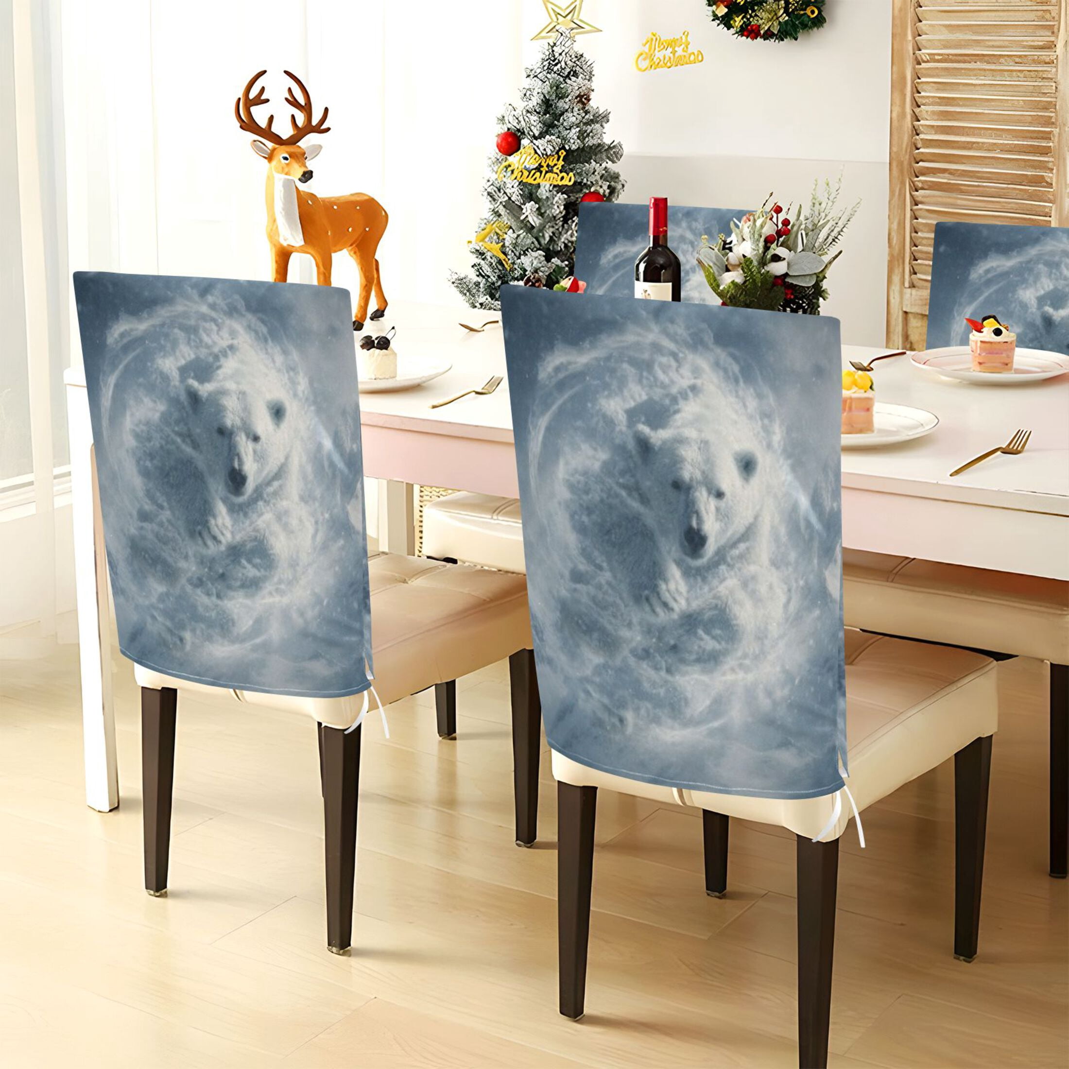 BZSMCE Chair Covers Set Home Decor Seat Back Cover Swirl Polar Bear ...