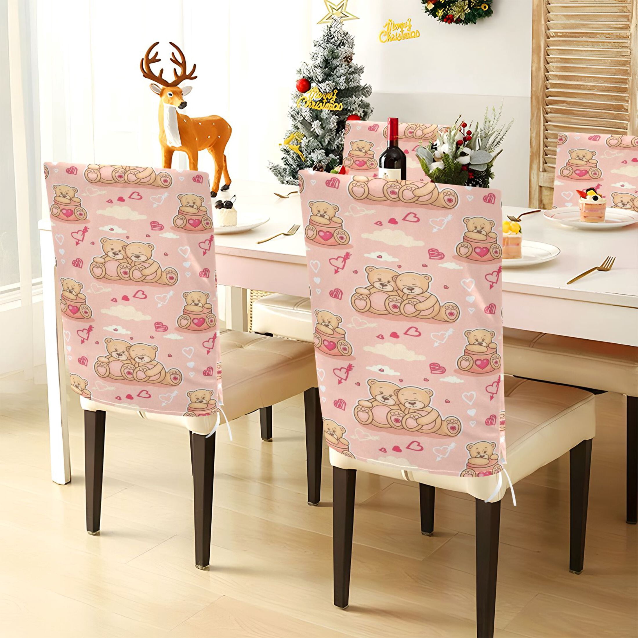 BZSMCE Chair Covers Set Home Decor Seat Back Cover Teddy Bear Pastel ...
