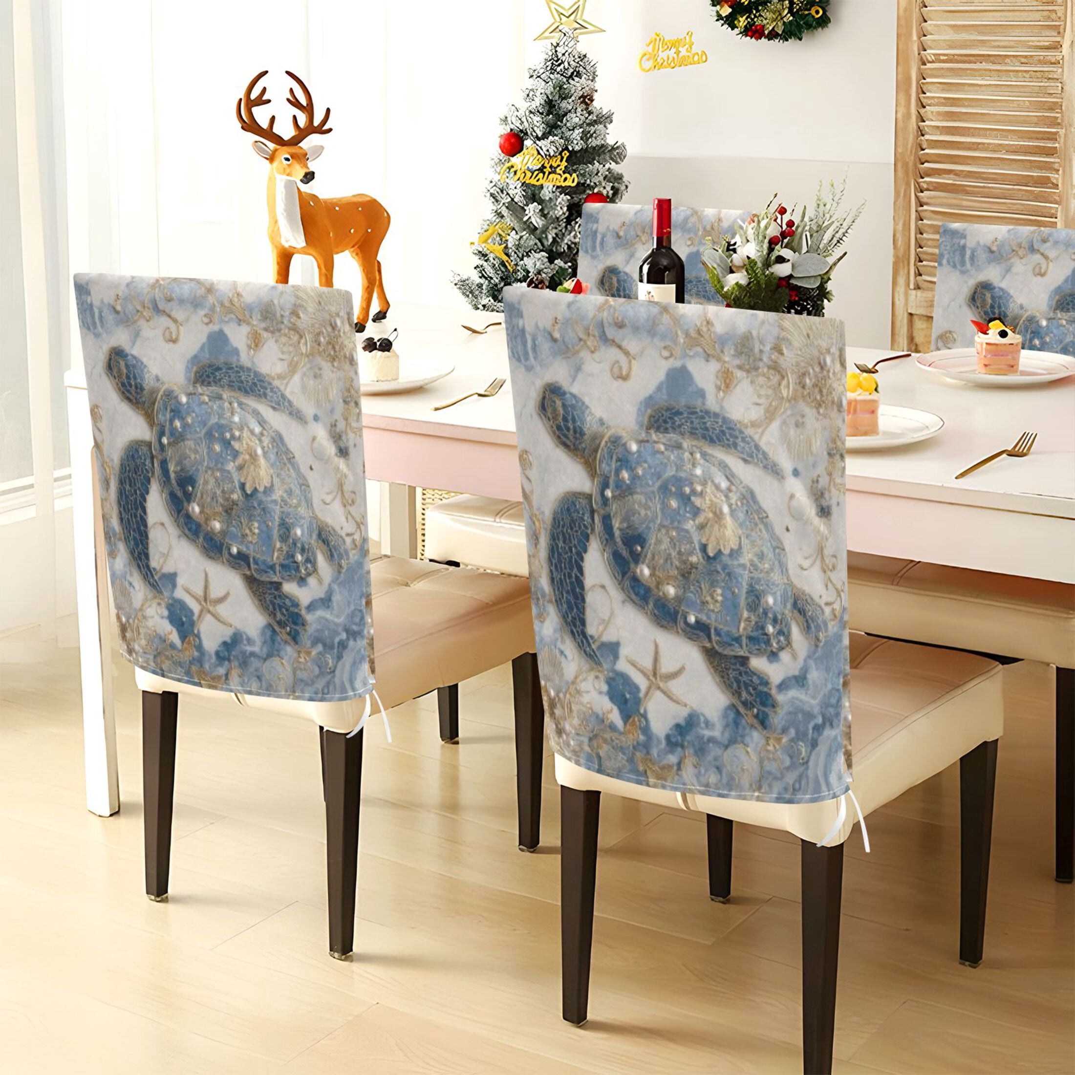 BZSMCE Chair Covers Set Home Decor Seat Back Cover Tide-turtle Pattern ...